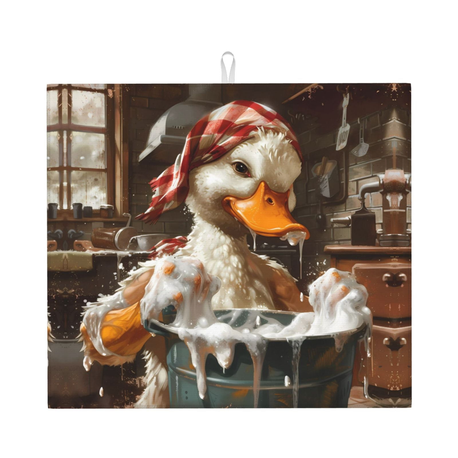 Dish Drying Mats for Kitchen Counter, Cartoon Scottish Duck 16x18in ...