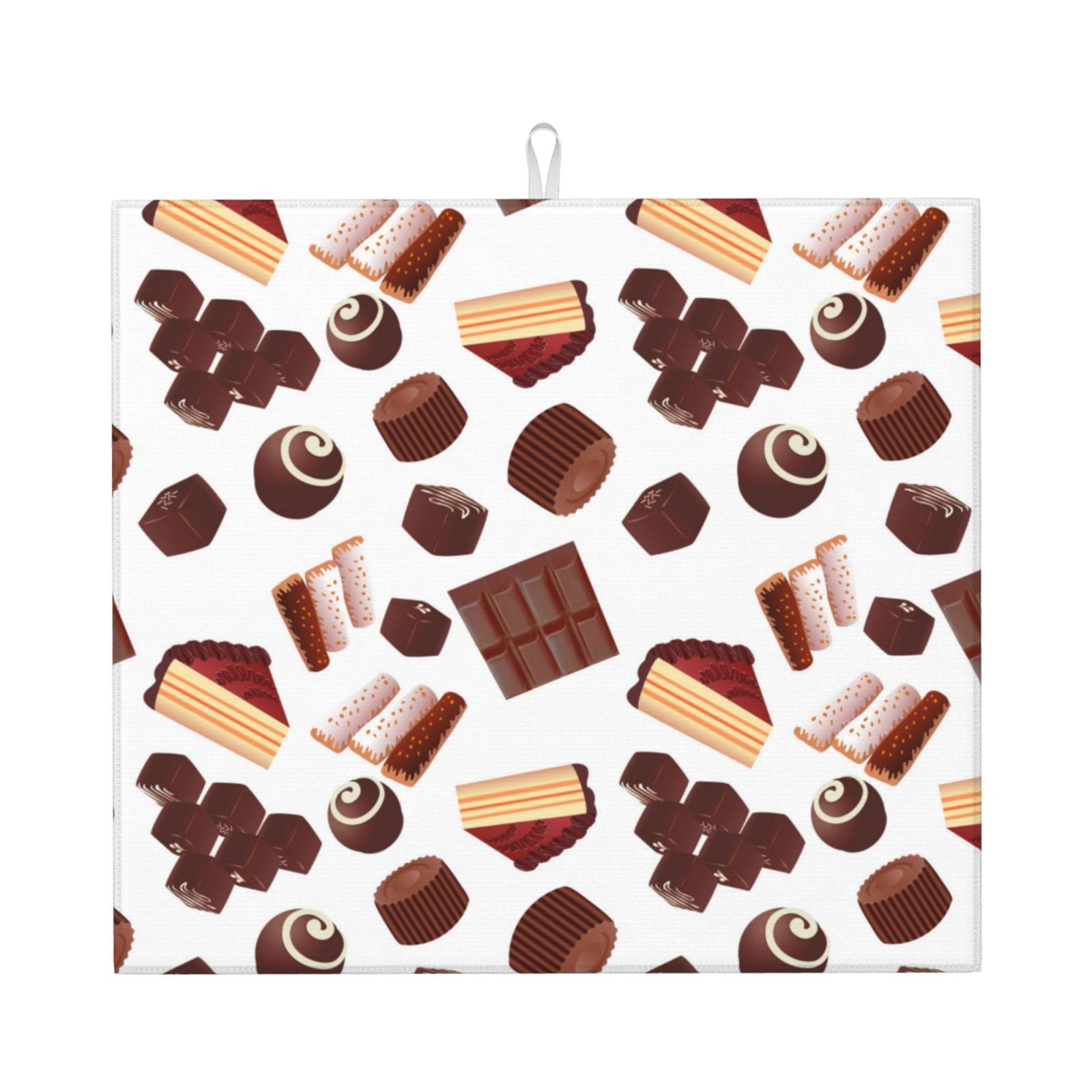 Dish Drying Mats for Kitchen Counter - Chocolate Dessert Print 16x18In ...