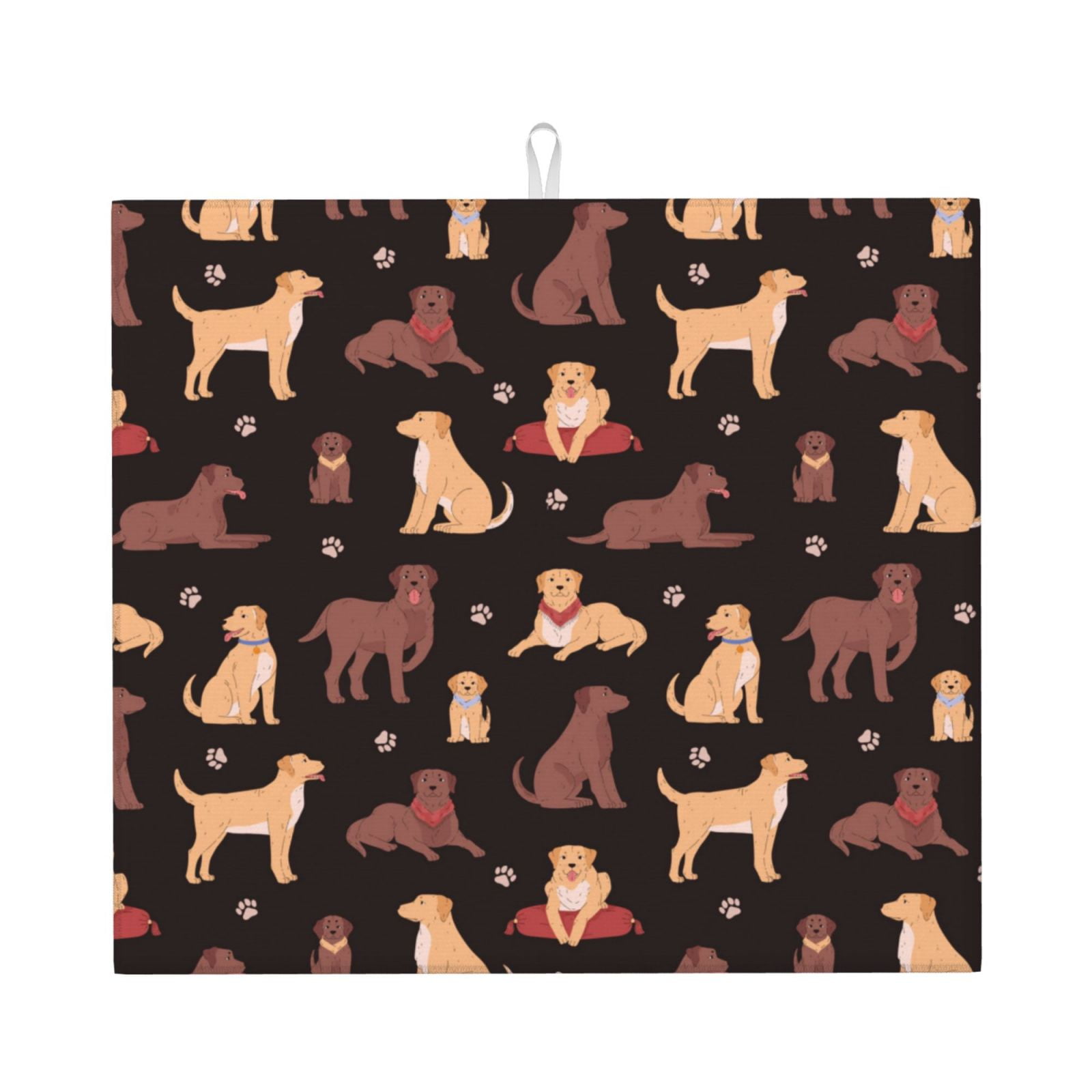 Dish Drying Mats for Kitchen Counter, Chocolate Labrador Retriever Dog ...