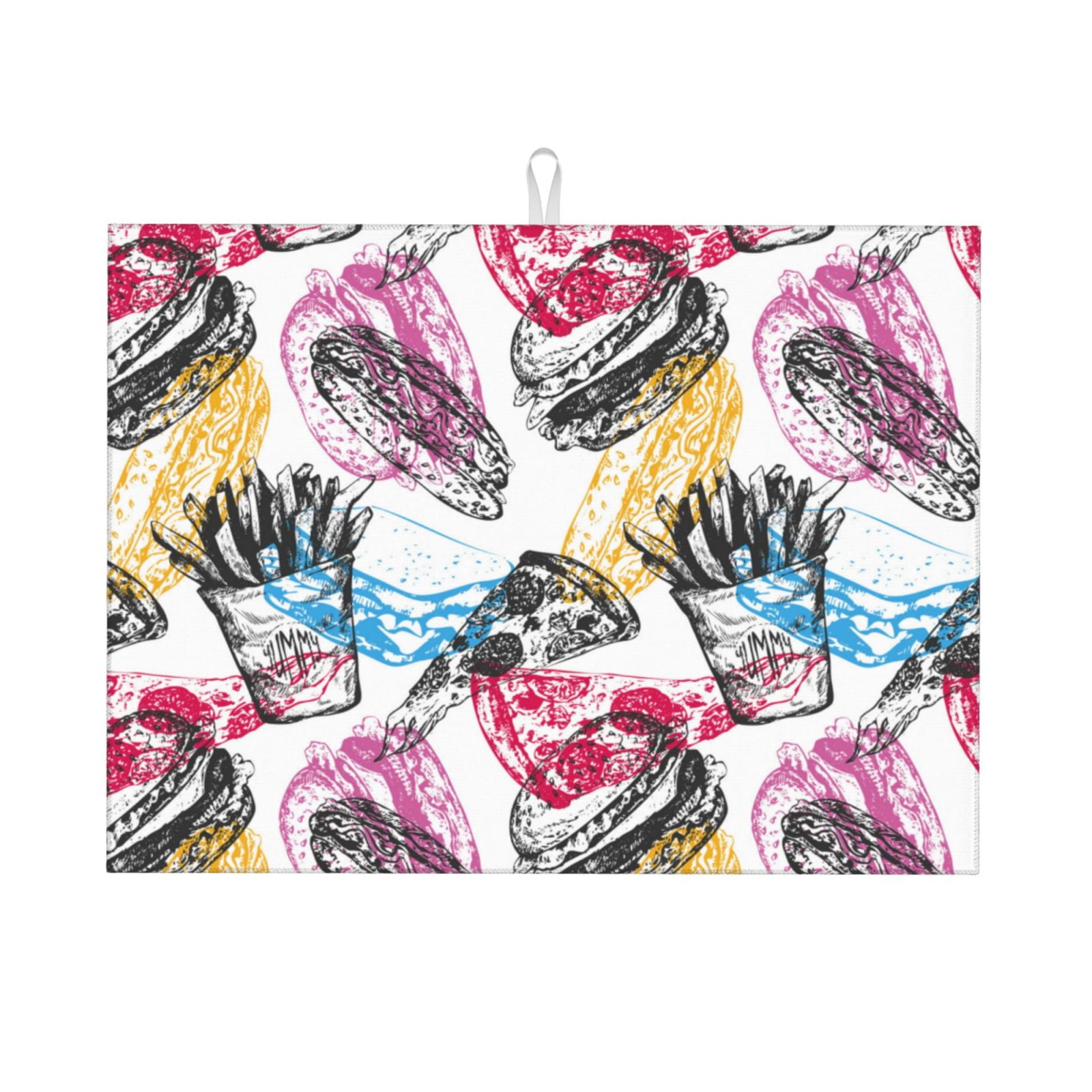 Dish Drying Mats for Kitchen Counter - Colorful Cute Food 18x24in Dish ...