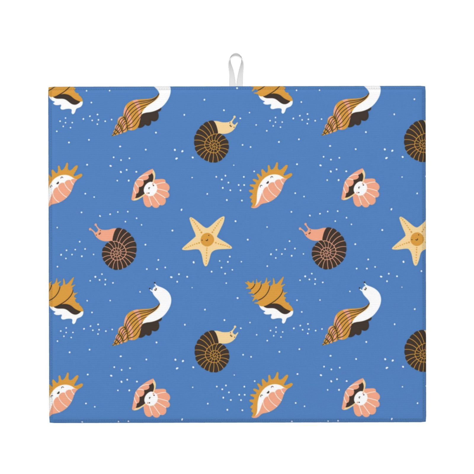 Dish Drying Mats for Kitchen Counter, Conch Shell Blue 16x18in Dish ...
