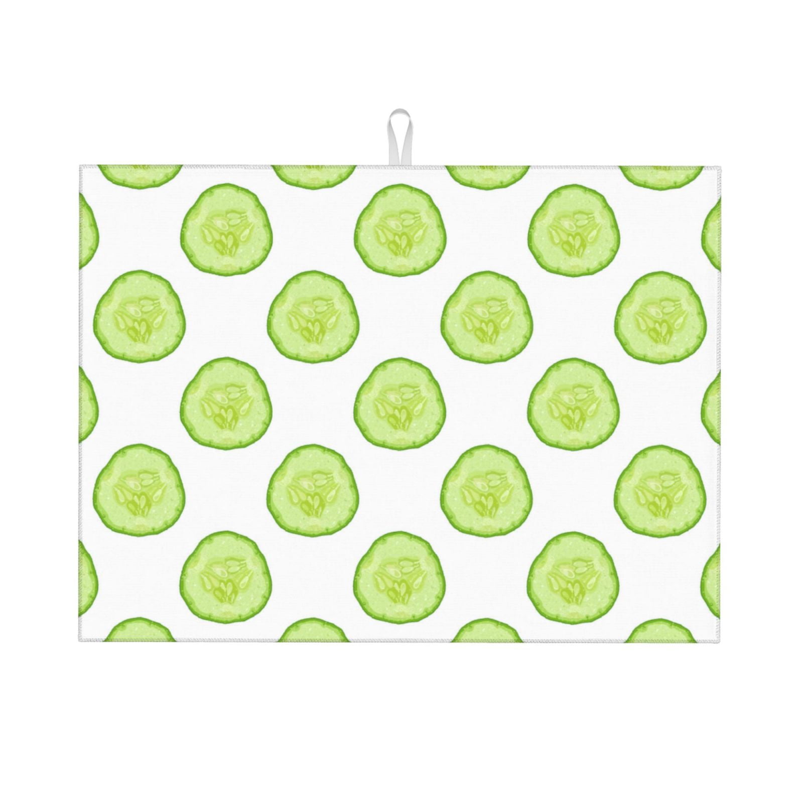 Dish Drying Mats for Kitchen Counter - Cucumber slices green 18x24in ...