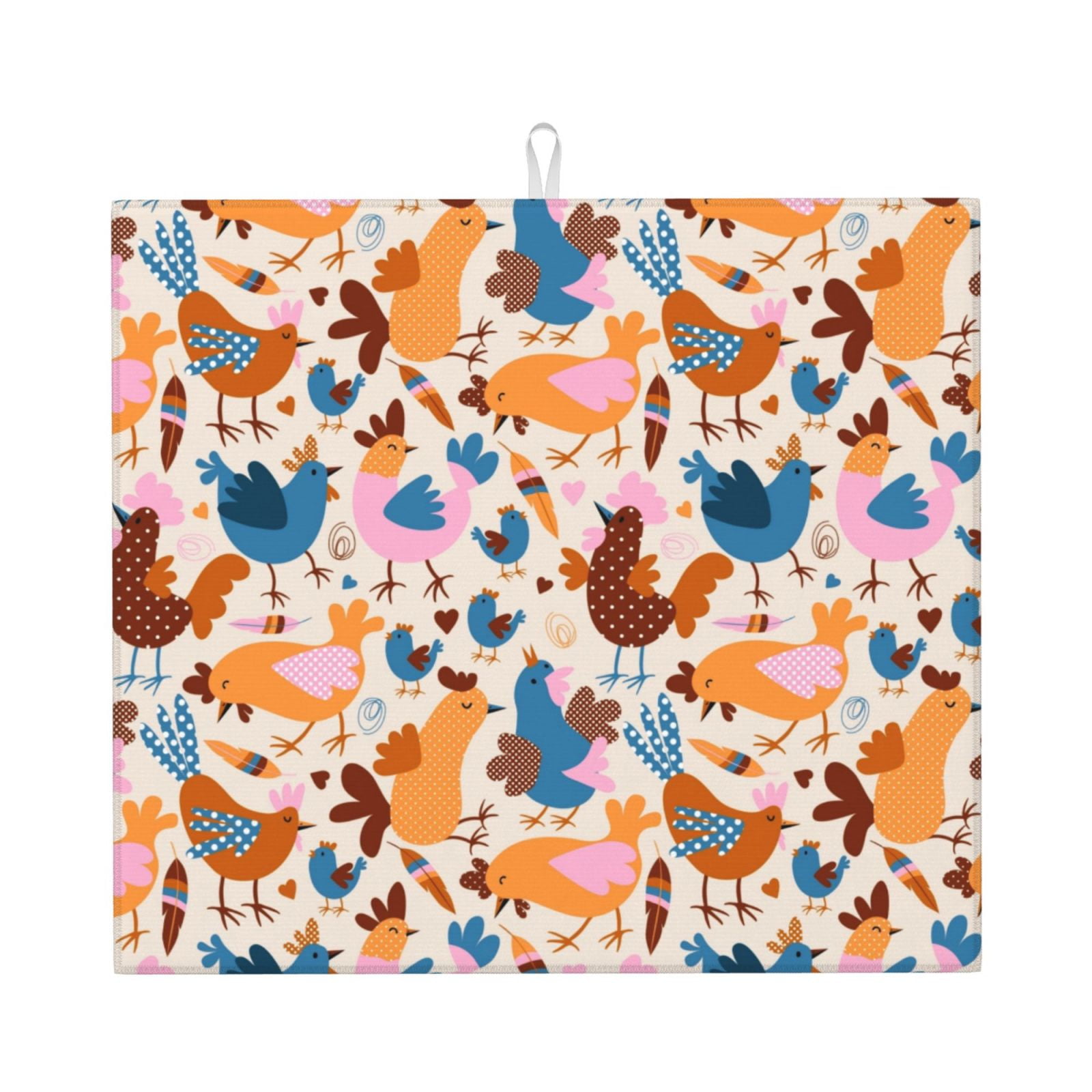 Dish Drying Mats for Kitchen Counter, Cute Chickens 16x18in Dish Drying ...
