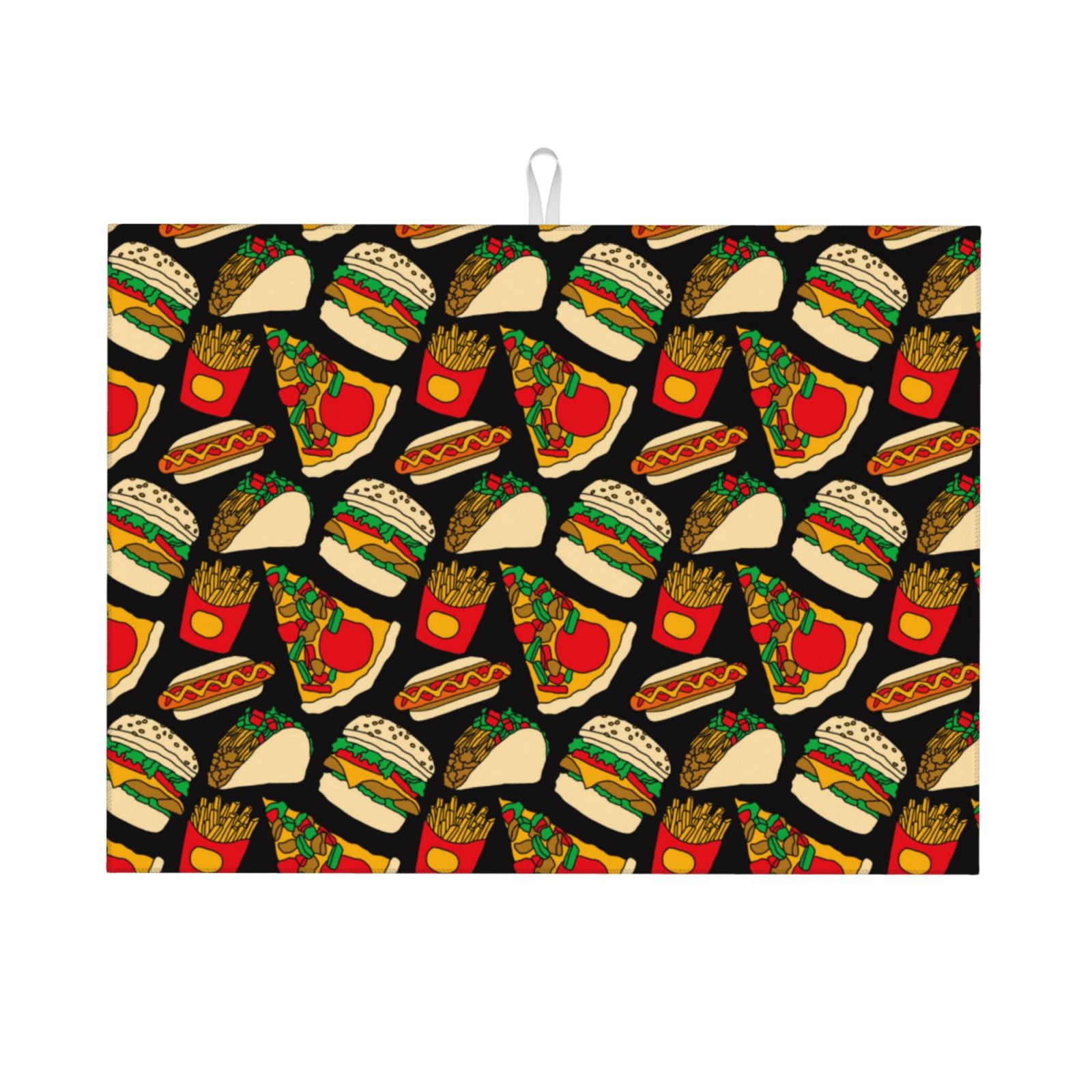 Dish Drying Mats for Kitchen Counter - Cute Food French Fries Burger ...