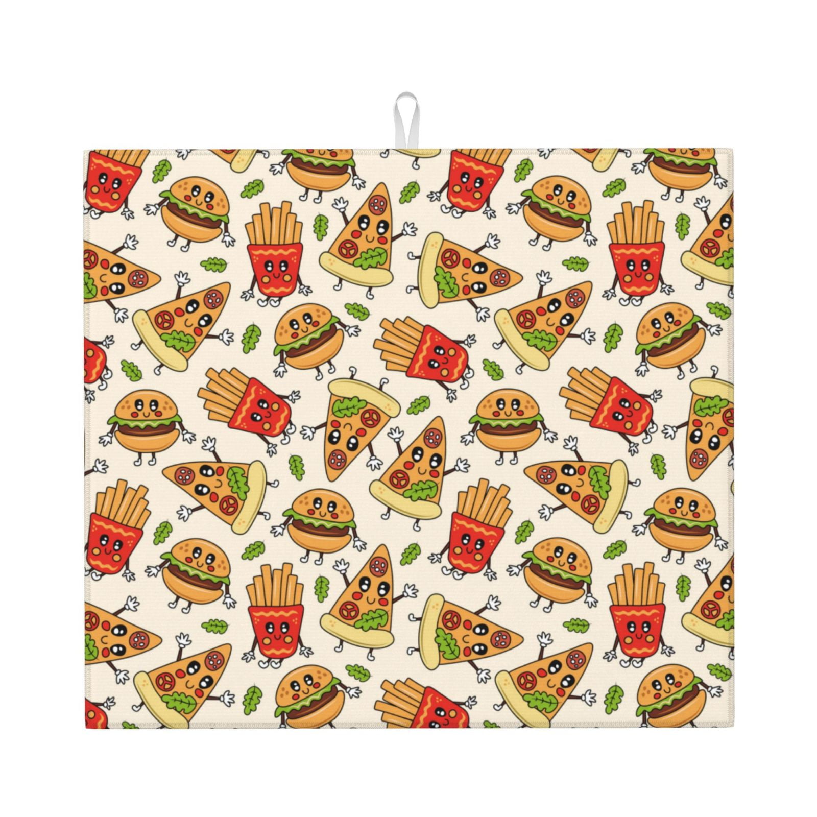 Dish Drying Mats for Kitchen Counter, Cute French Fries Burger 16x18in ...