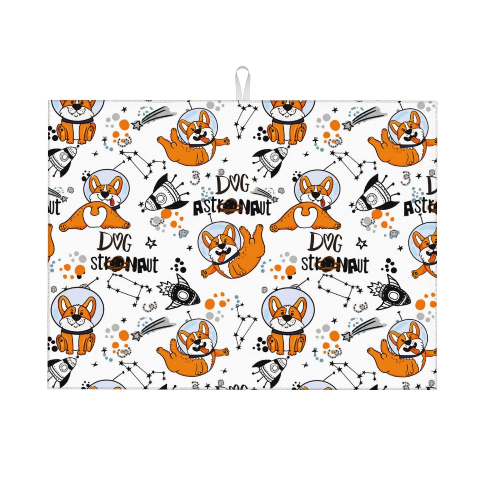 Dish Drying Mats for Kitchen Counter - Cute Funny Astronaut Corgi Dog ...