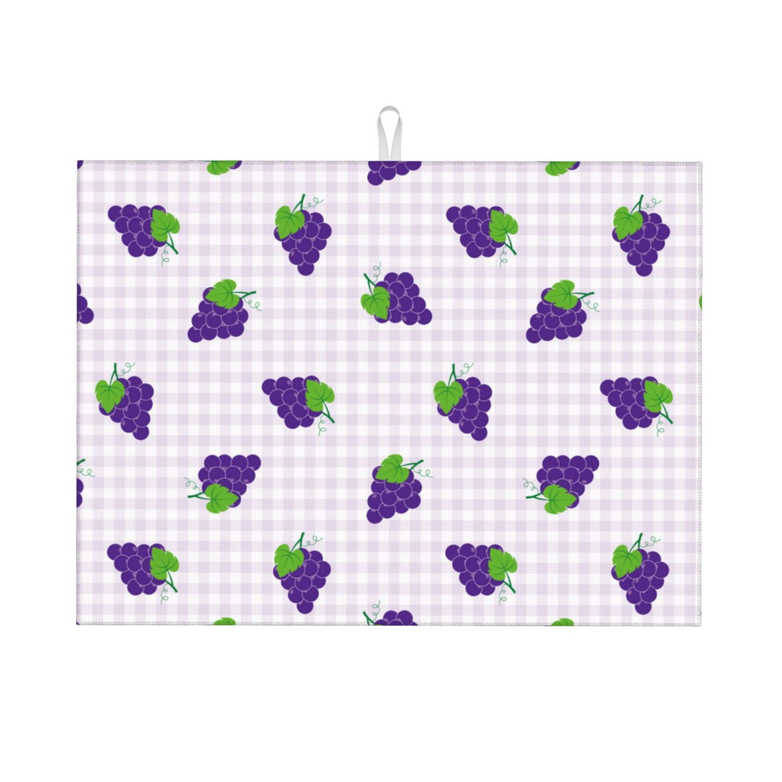 Dish Drying Mats for Kitchen Counter - Cute Grape Plaid 18x24in Dish ...
