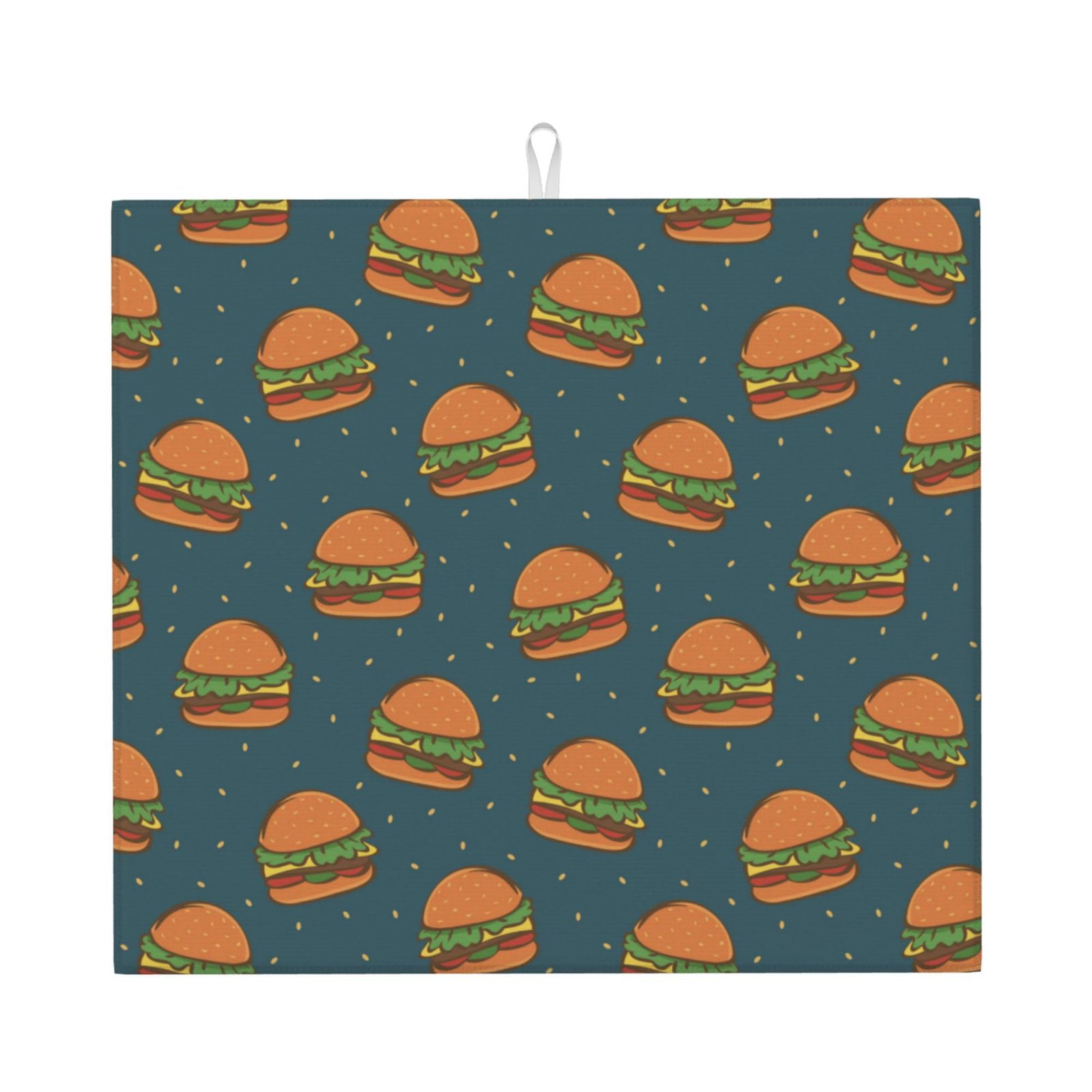 Dish Drying Mats for Kitchen Counter, Cute Hamburger Sesame 16x18in ...