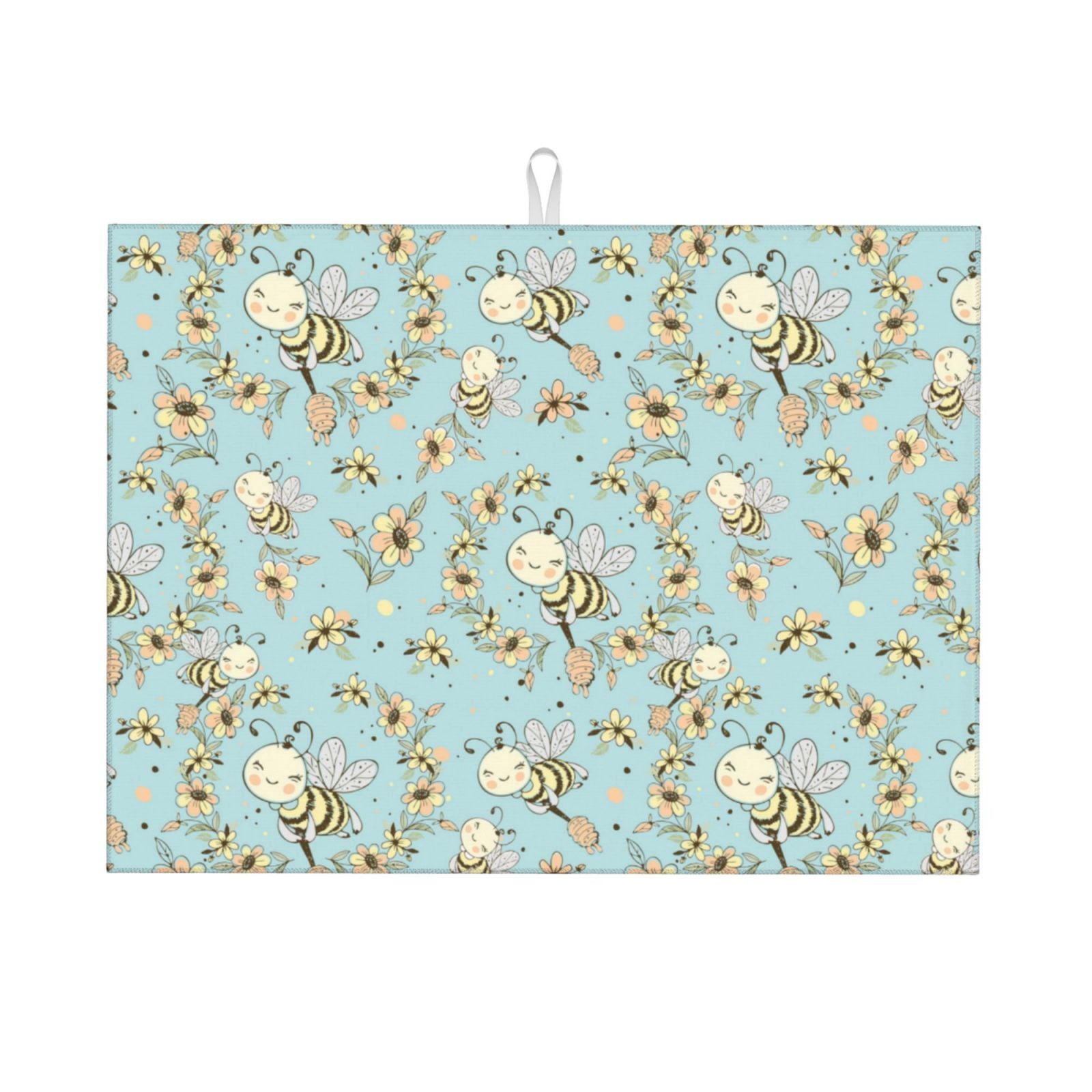 Dish Drying Mats for Kitchen Counter - Cute Honeybees 18x24in Dish ...