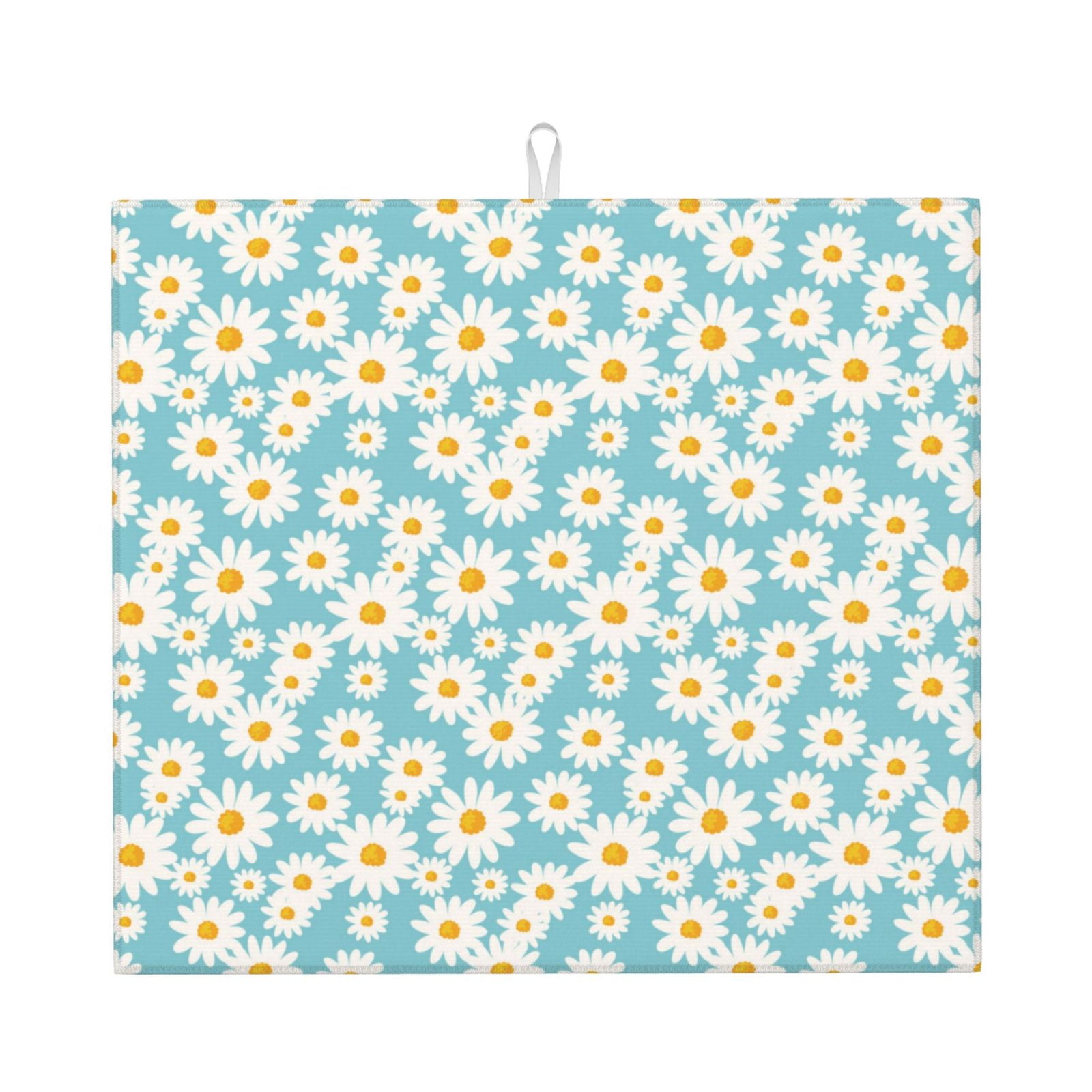Dish Drying Mats for Kitchen Counter, Daisy floral A 16x18in Dish ...
