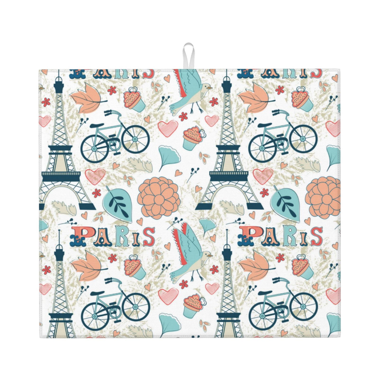 Dish Drying Mats for Kitchen Counter, Eiffel tower 16x18in Dish Drying ...