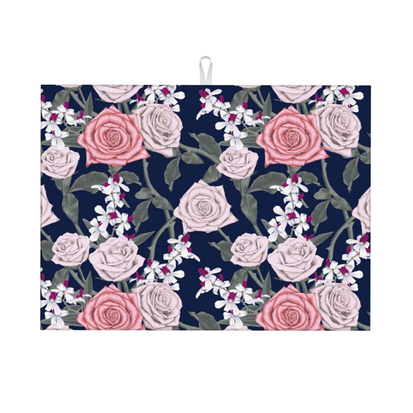 Dish Drying Mats for Kitchen Counter - Gorgeous Pink Rose Flowers ...