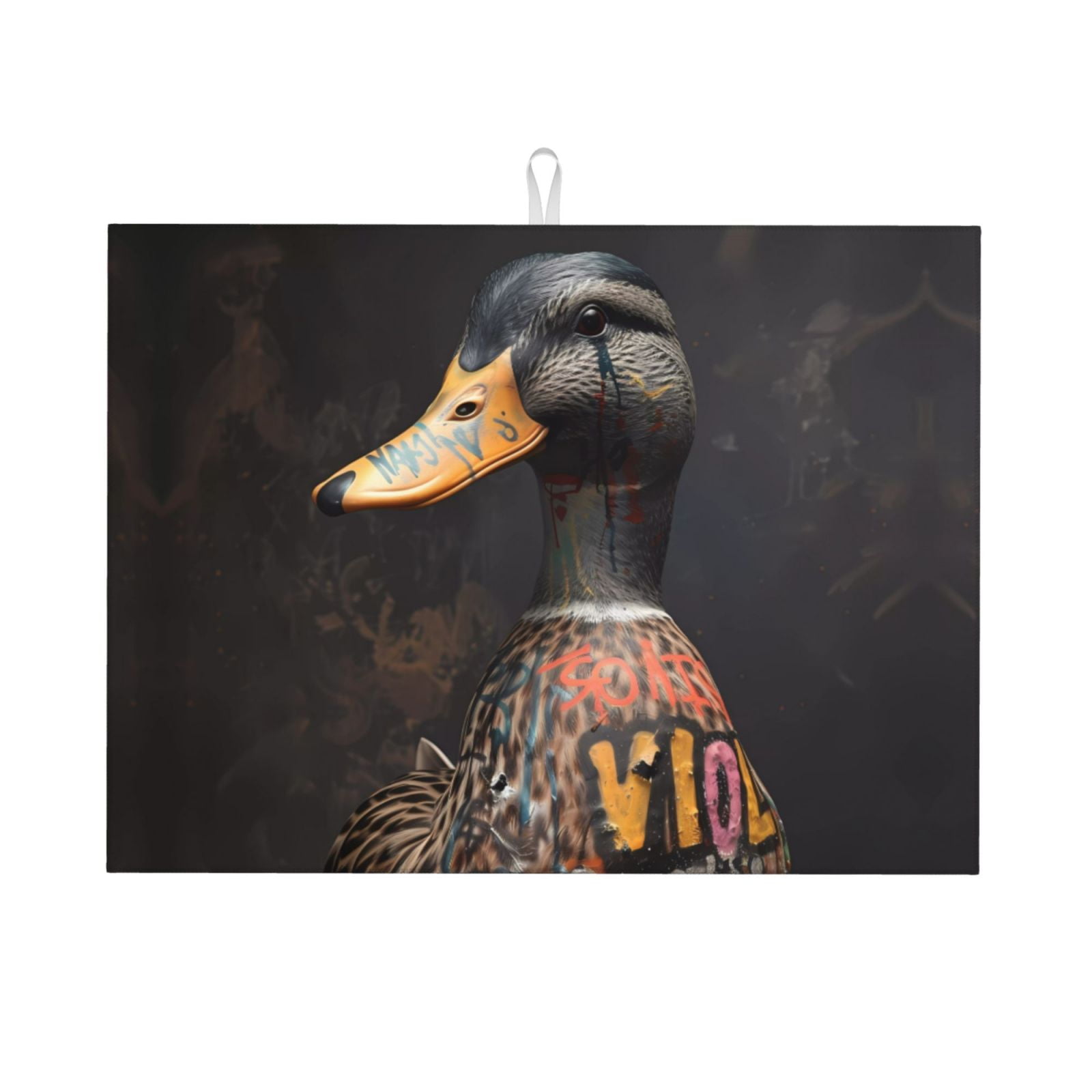 Dish Drying Mats for Kitchen Counter - Graffiti Cool Duck 18x24in Dish ...