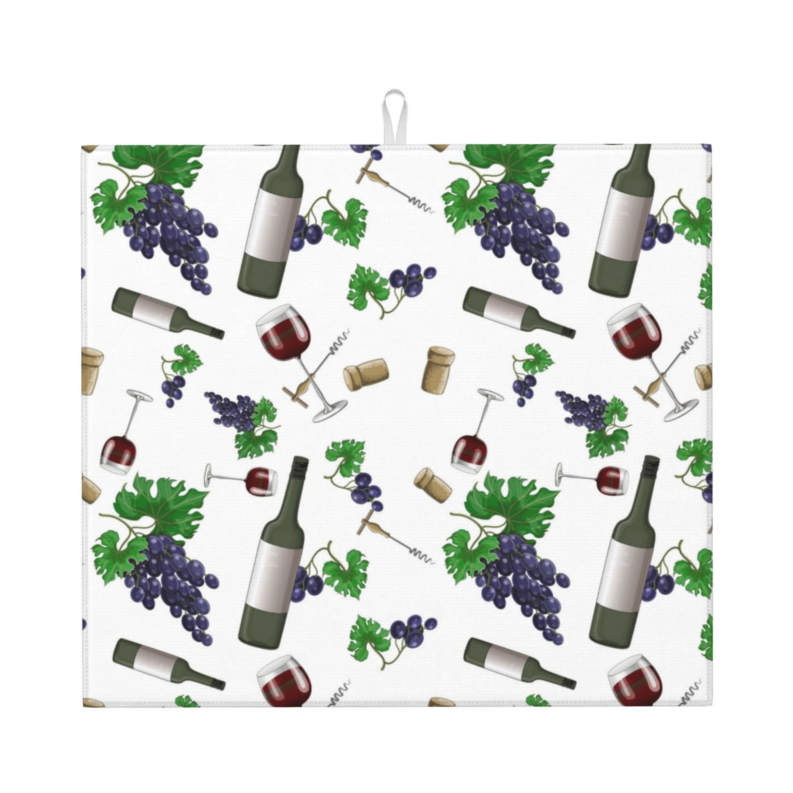 Dish Drying Mats for Kitchen Counter, Grape wine bottle 16x18in Dish ...