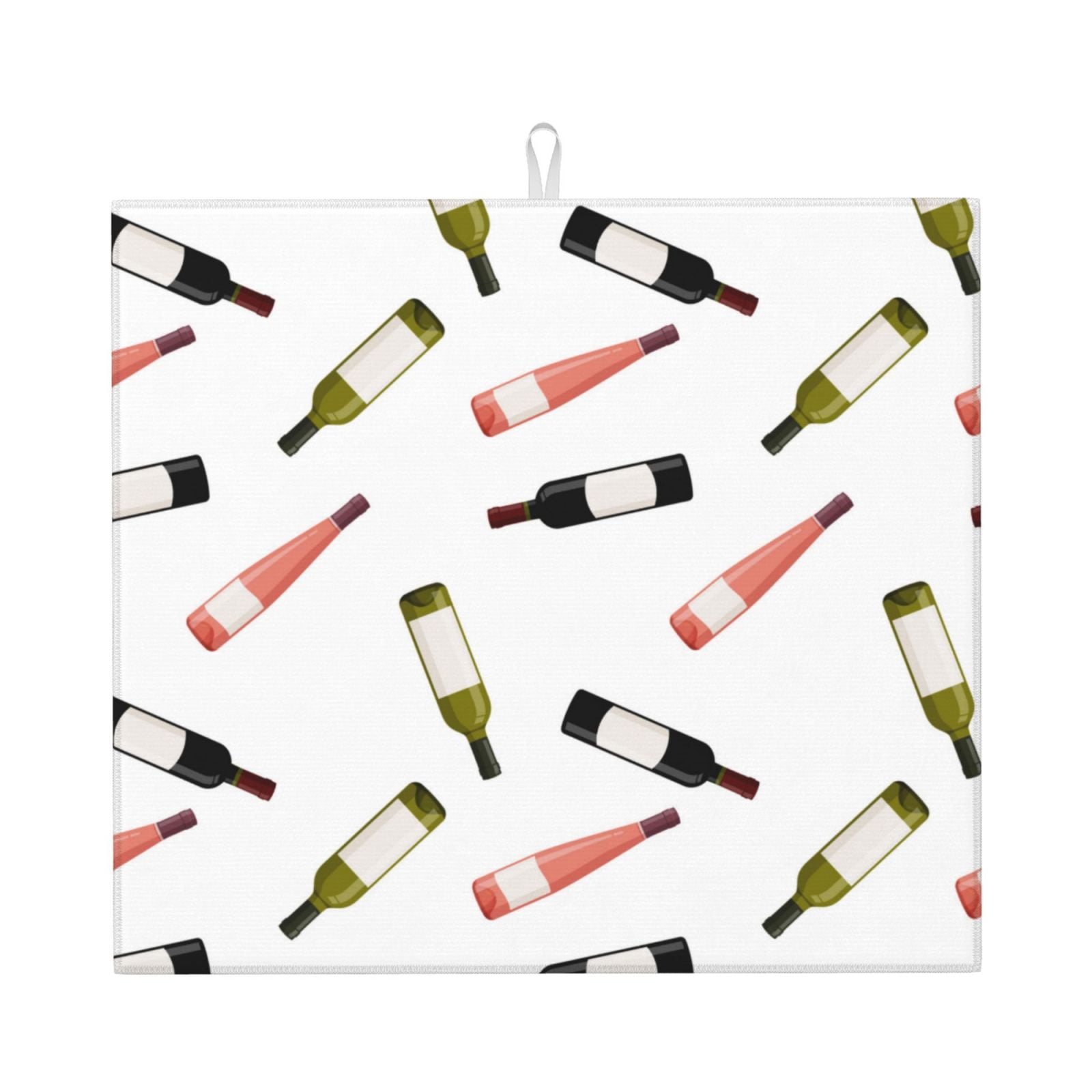 Dish Drying Mats for Kitchen Counter, Green Pink Black Bottle 16x18in ...