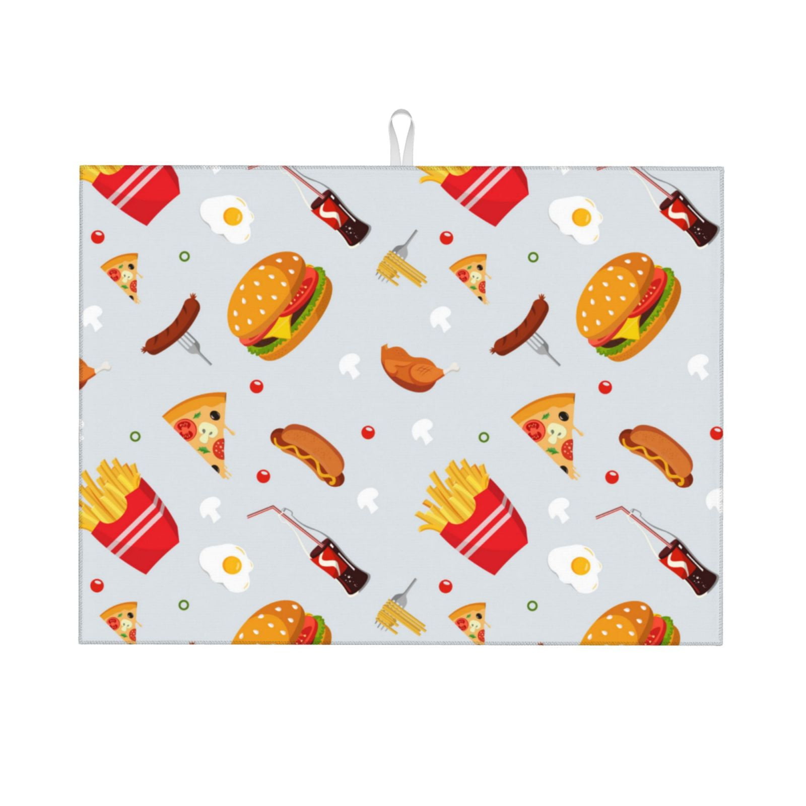 Dish Drying Mats for Kitchen Counter - Hot Dog Coke Burger Pizza ...