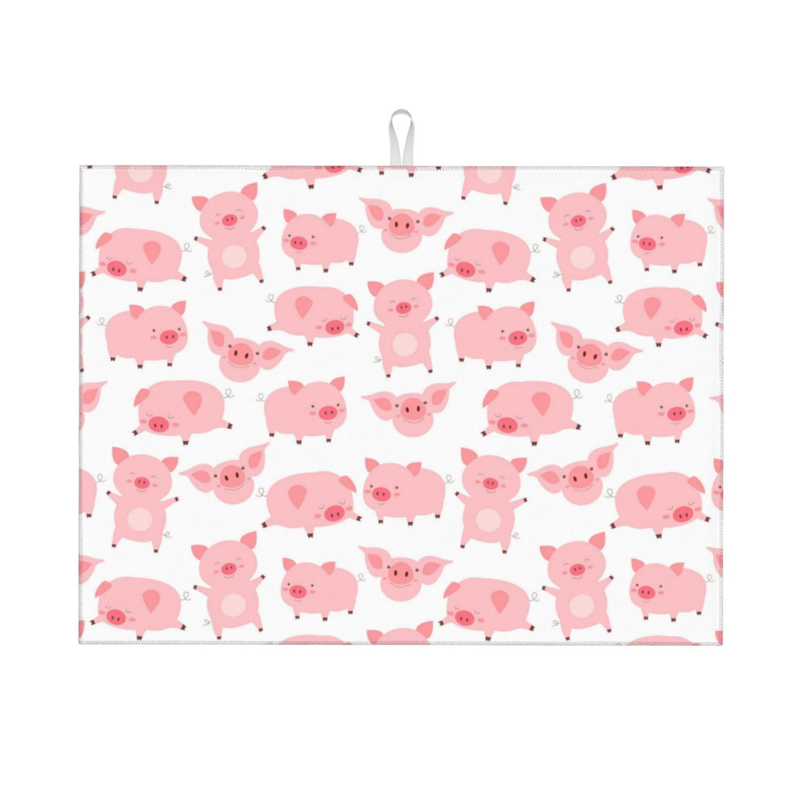 Dish Drying Mats for Kitchen Counter - Kawaii Pigs 18x24in Dish Drying ...
