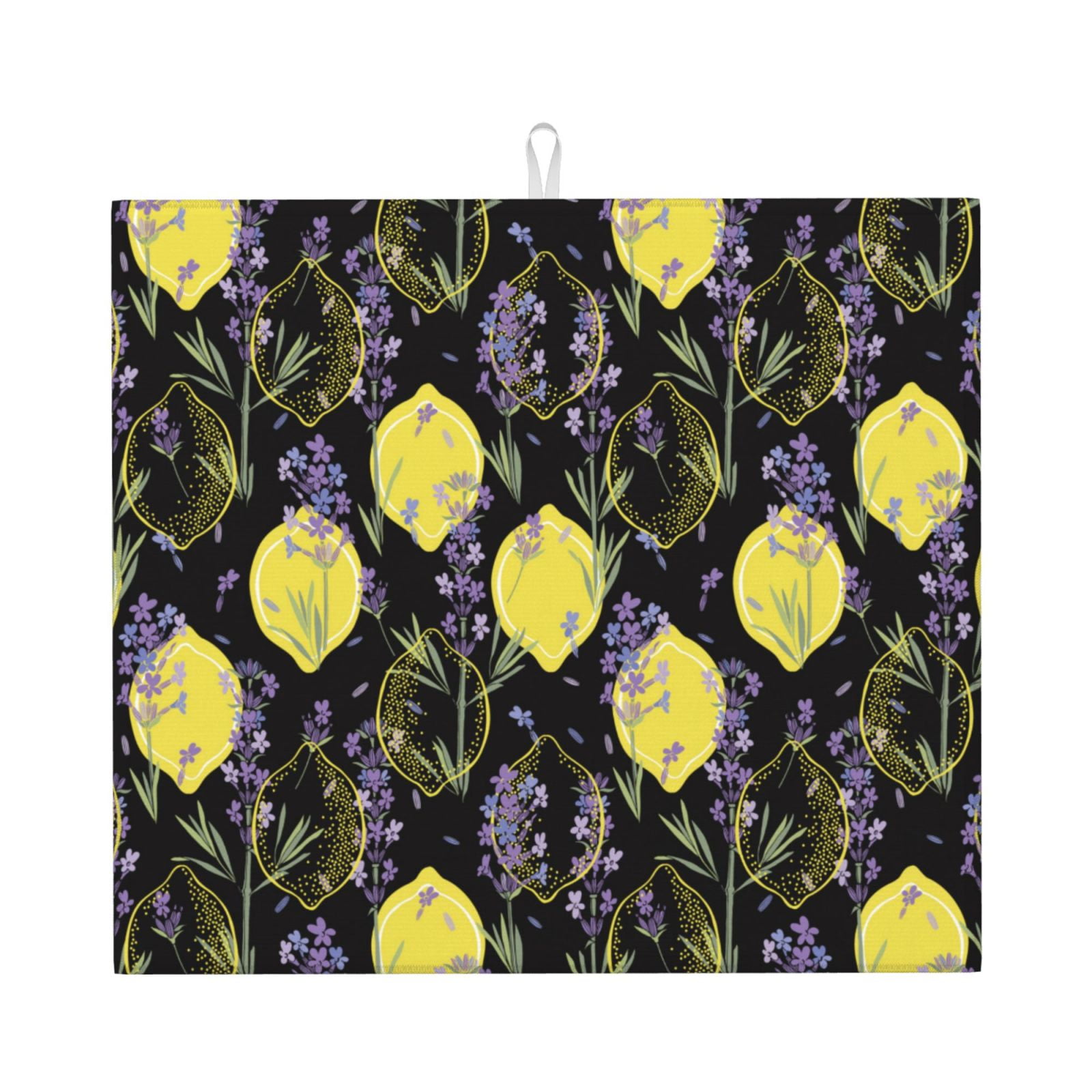 Dish Drying Mats for Kitchen Counter, Lavender Flowers Lemon 16x18in ...