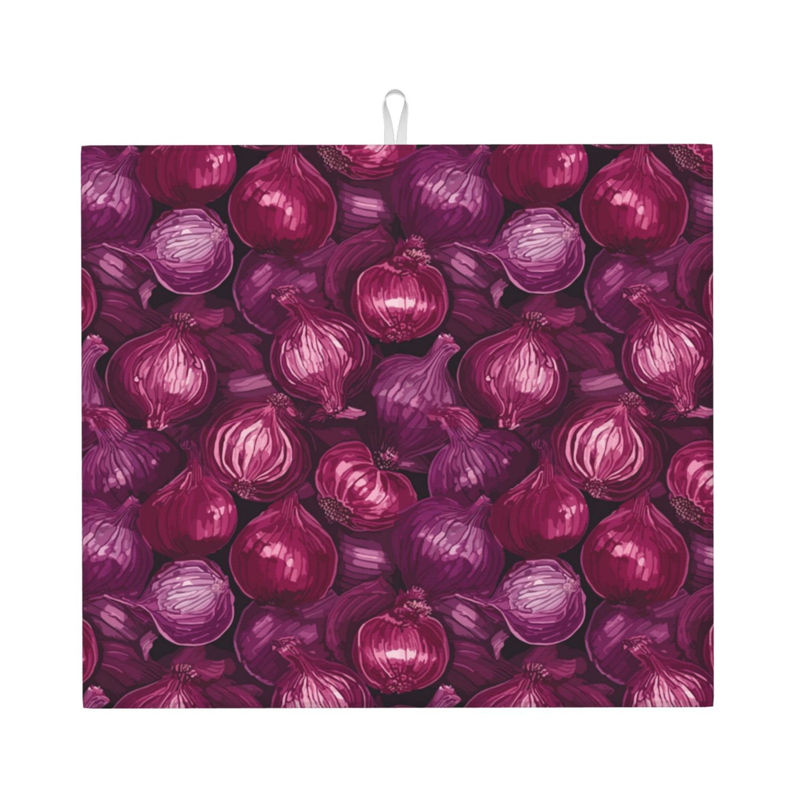 Dish Drying Mats for Kitchen Counter, Onion purple print 16x18in Dish Drying Pad Coffee Mat with ...