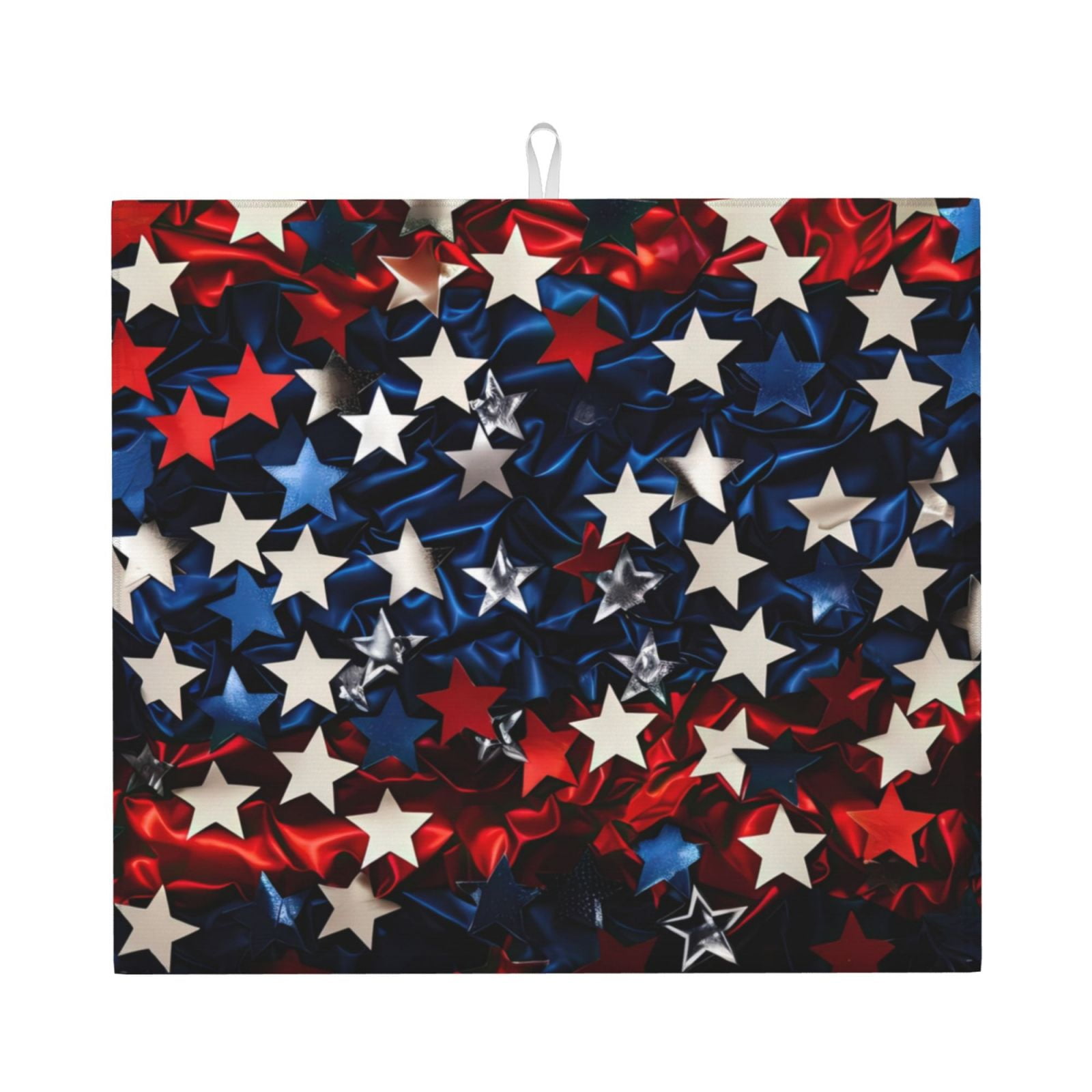 Dish Drying Mats for Kitchen Counter - Red Blue White Stars 16x18In ...