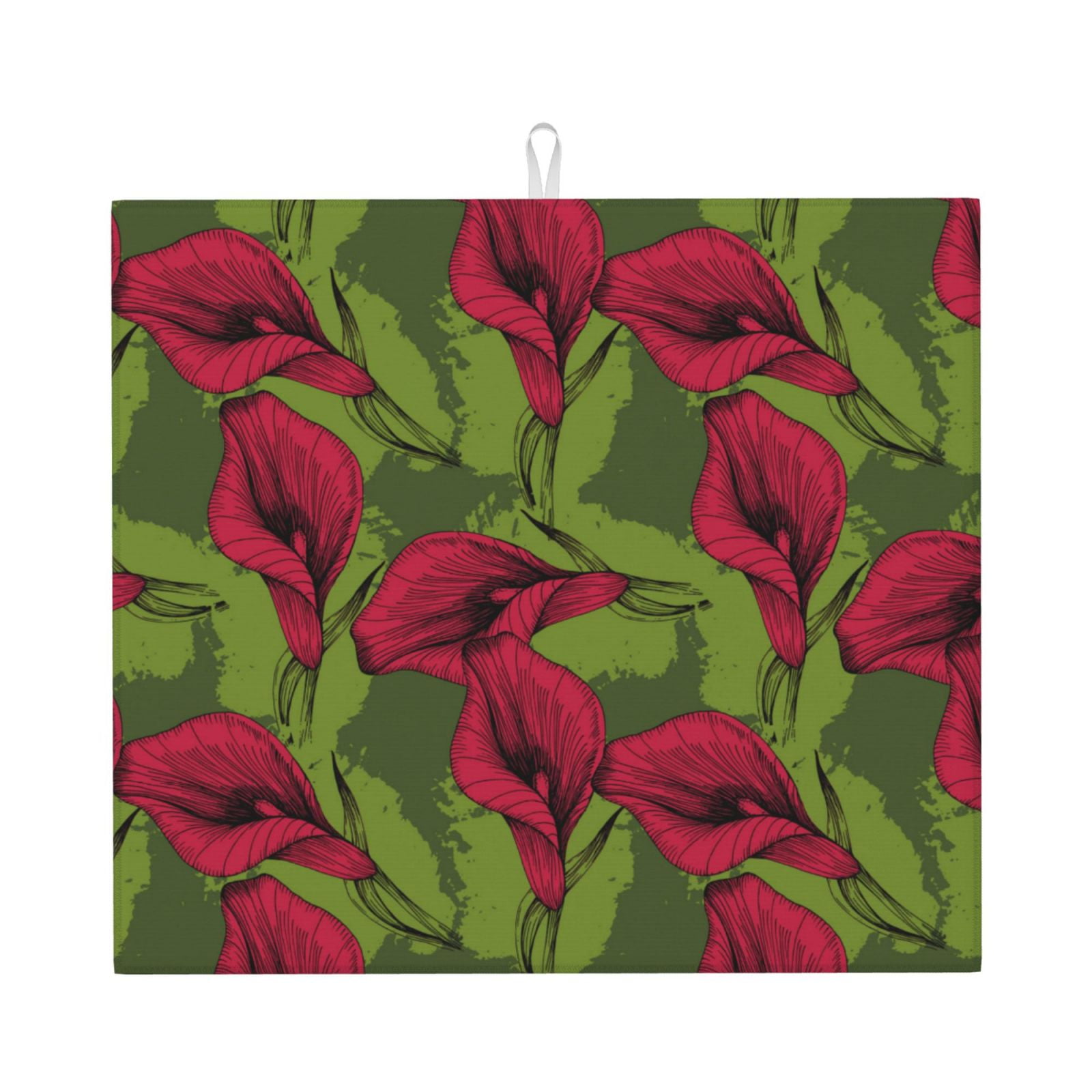 Dish Drying Mats for Kitchen Counter, Red Calla Lily Flowers 16x18in ...