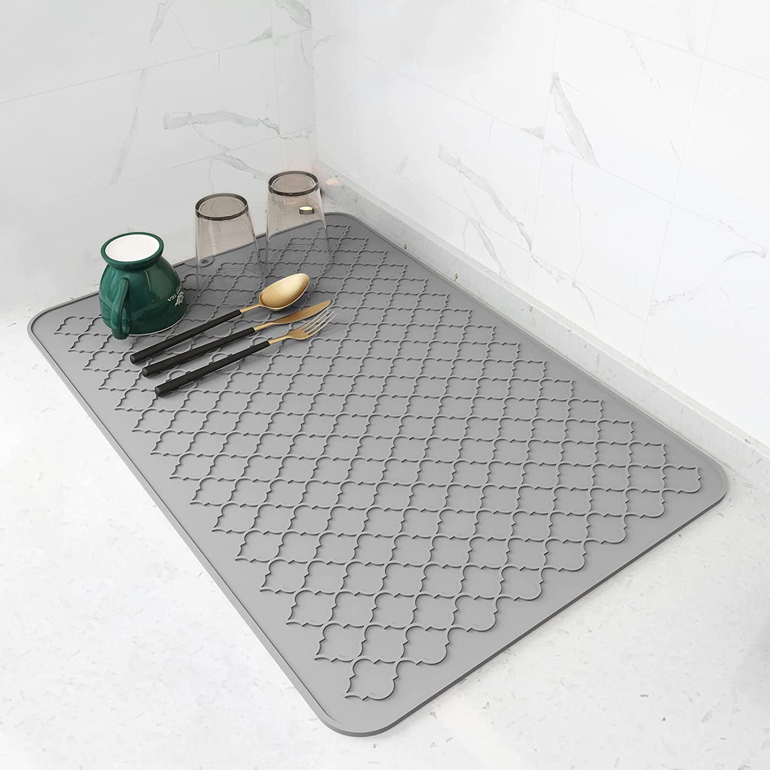 Dish Drying Mats for Kitchen Counter - Silicone Dish Drying Mat - Heat ...