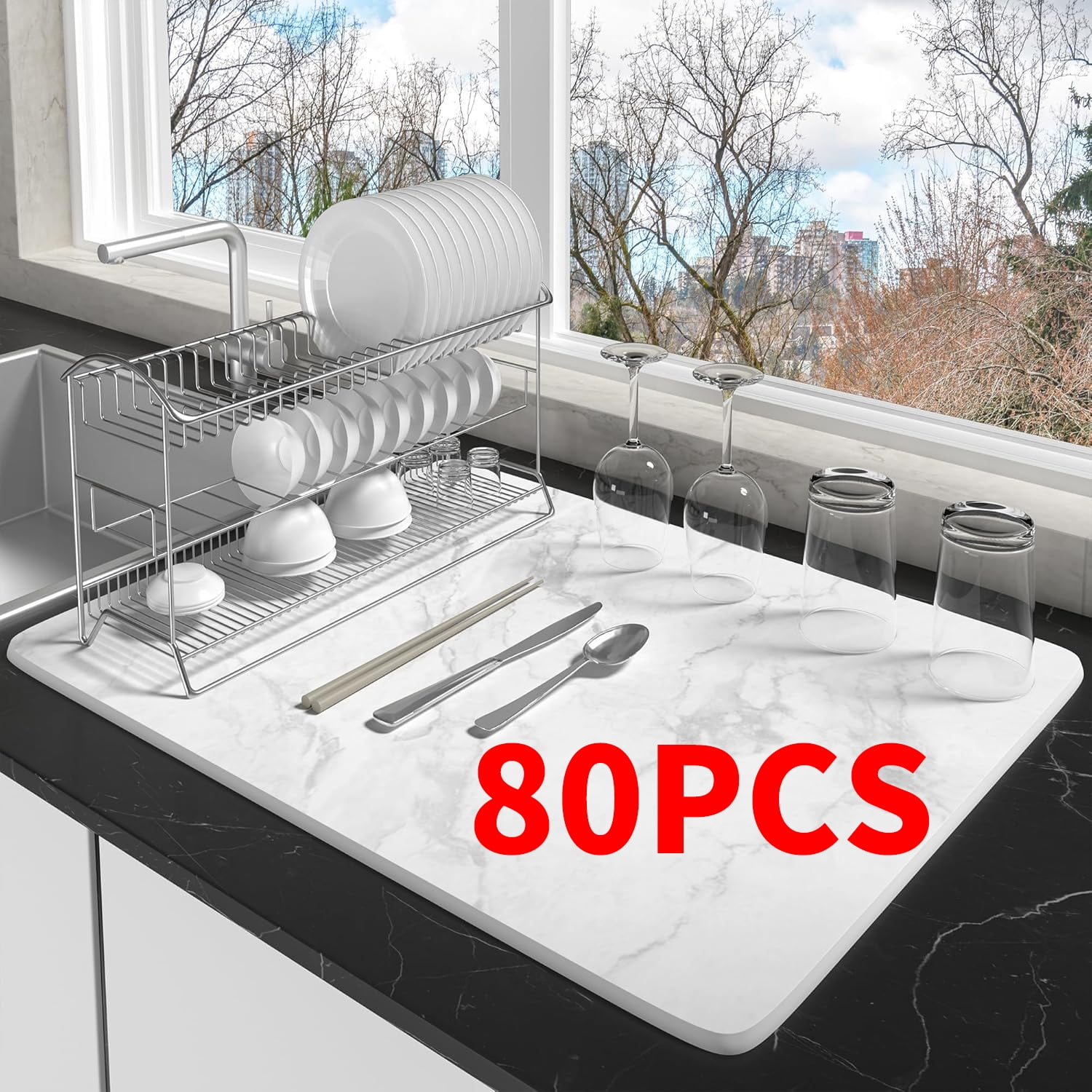 Dish Drying Mats for Kitchen Counter-Silicone Dish Drying Mat-Kitchen ...