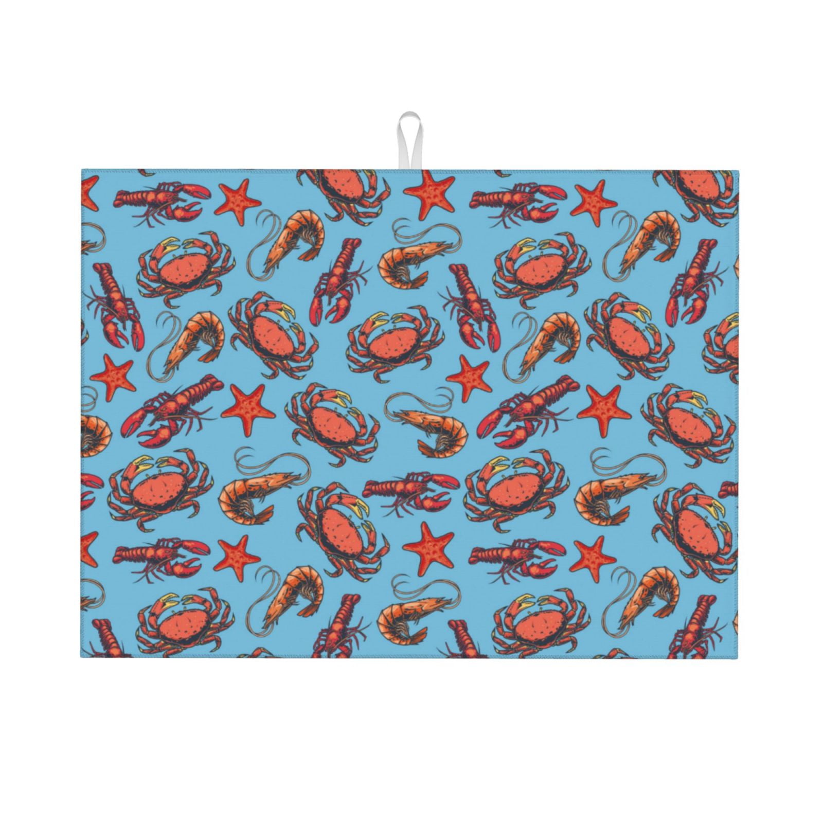 Dish Drying Mats for Kitchen Counter - Starfish Shrimp Crabs 18x24in ...