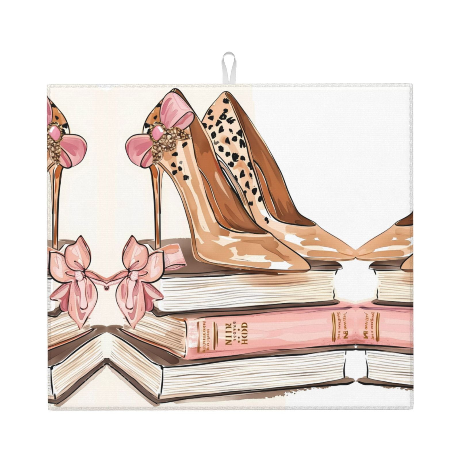 Dish Drying Mats for Kitchen Counter, Stylish High Heels On Books ...