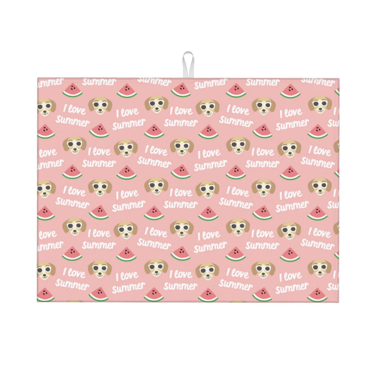 Dish Drying Mats for Kitchen Counter - Summer watermelon dogs 18x24in ...