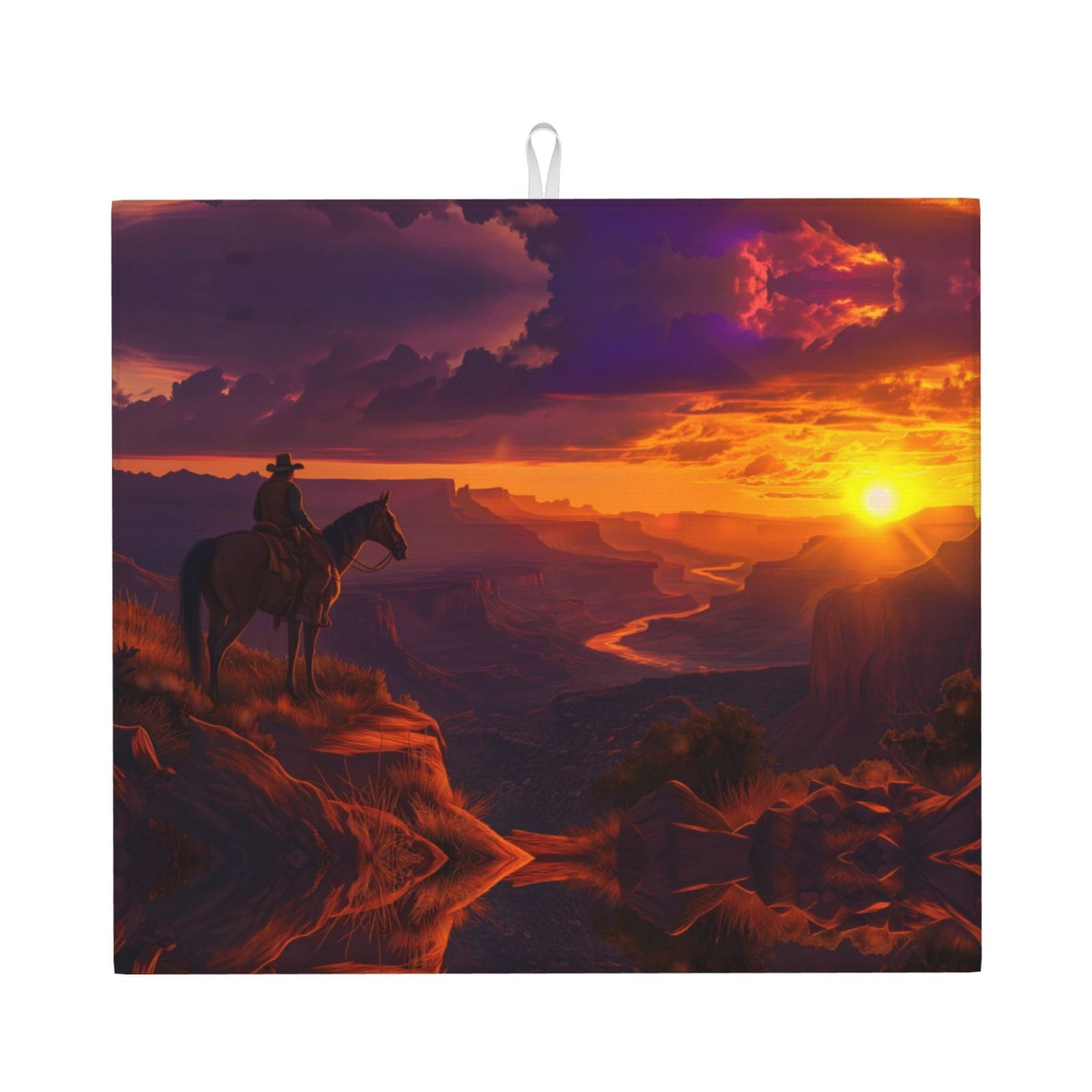 Dish Drying Mats for Kitchen Counter, Sunset Valley Western Cowboy ...
