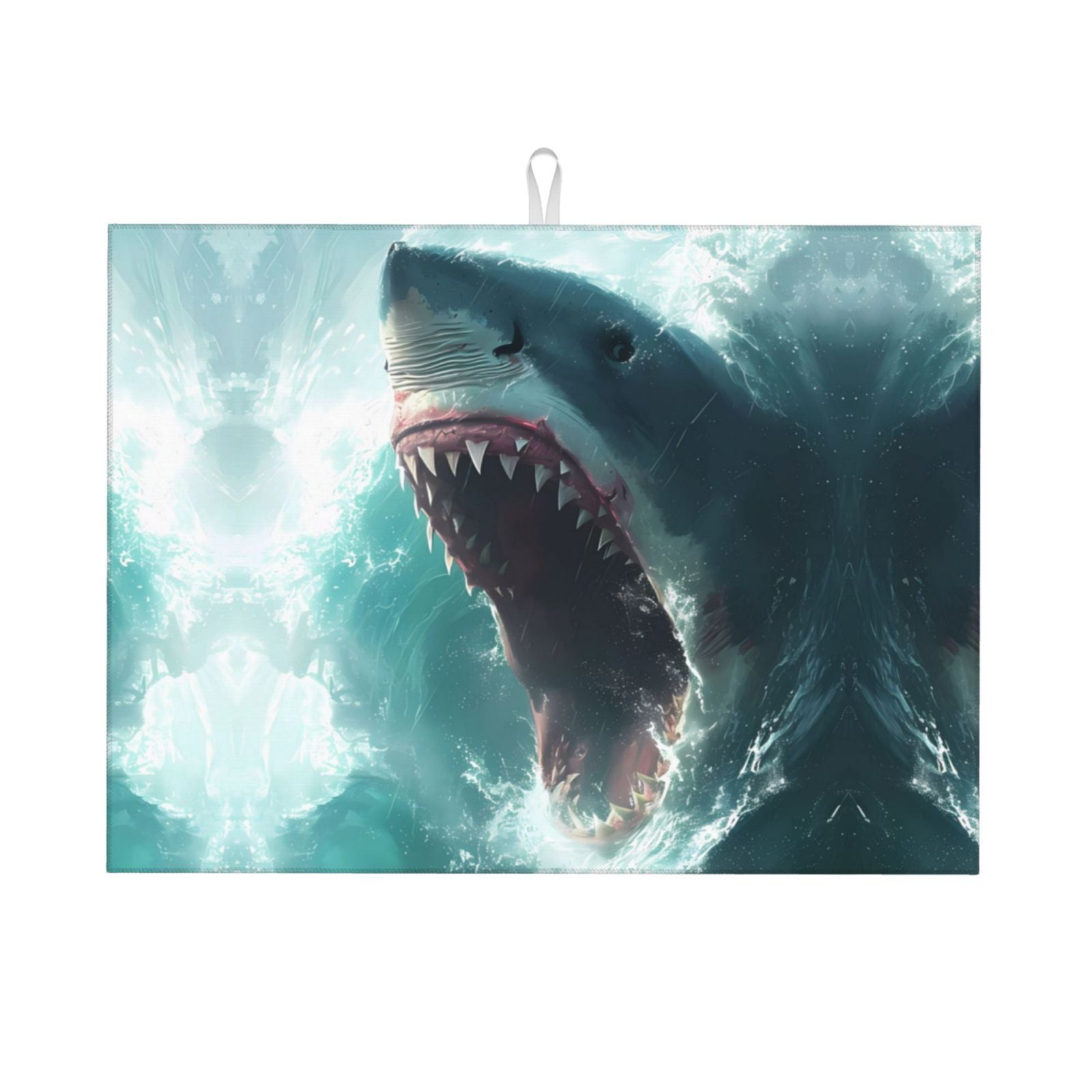 Dish Drying Mats for Kitchen Counter - Surfing Shark 18x24in Dish ...