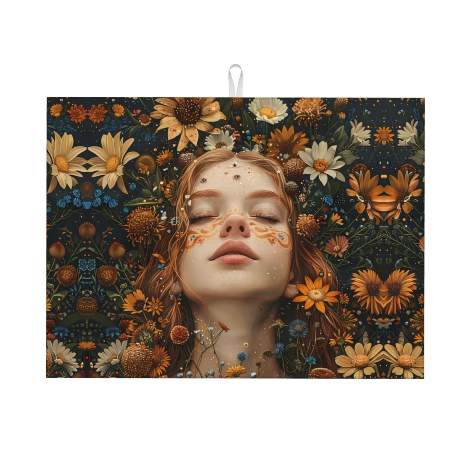 Dish Drying Mats for Kitchen Counter - Whimsical Flower Crown Maiden ...