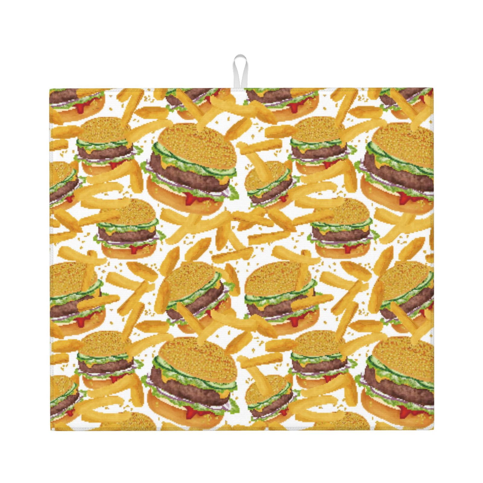Dish Drying Mats for Kitchen Counter, burger fries yellow 16x18in Dish ...