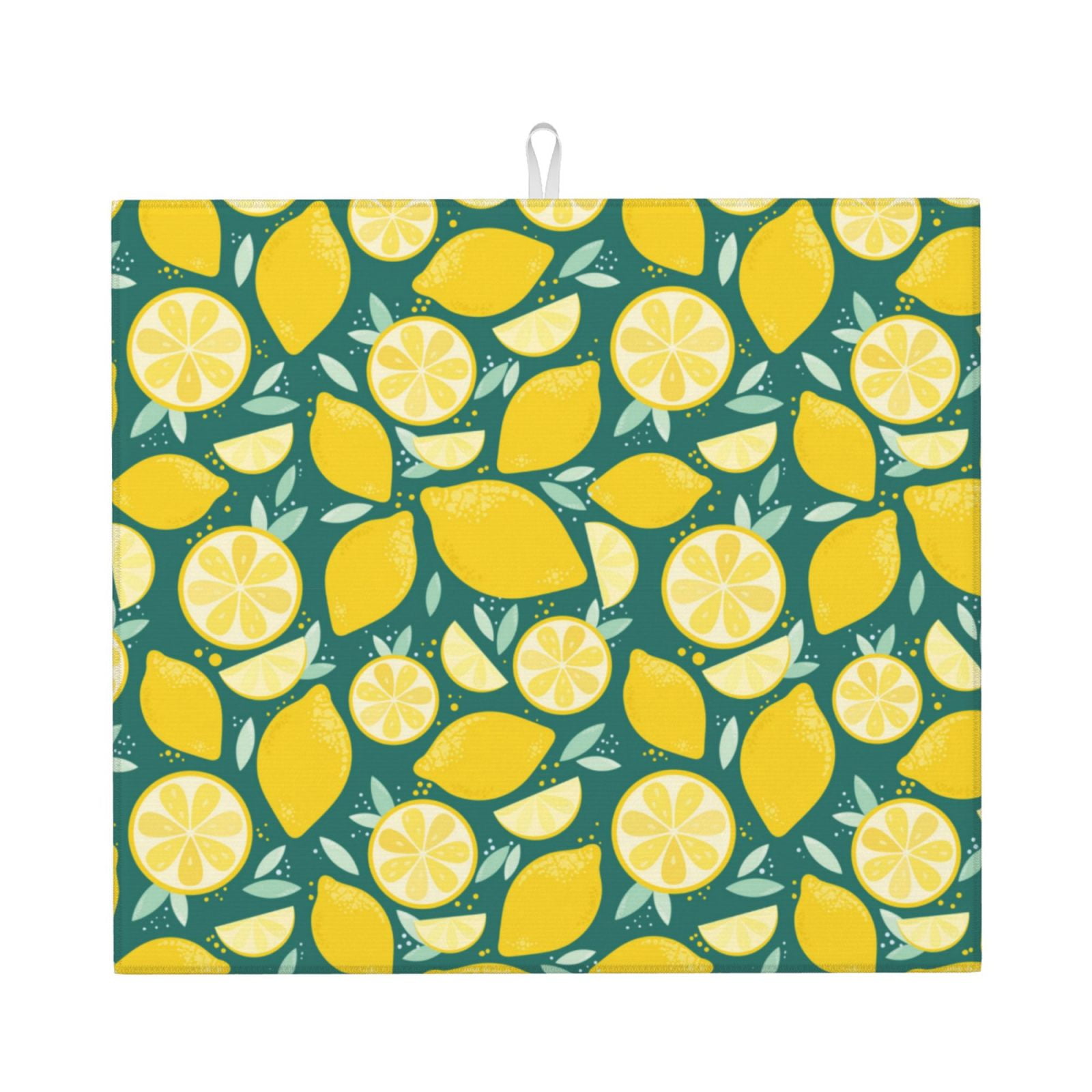 Dish Drying Mats for Kitchen Counter, cartoon Lemon leaves print ...