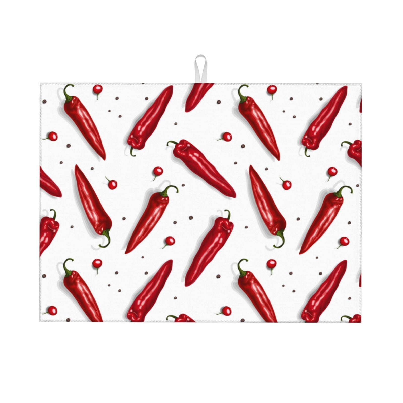 Dish Drying Mats for Kitchen Counter - red Pepper Print 18x24in Dish ...