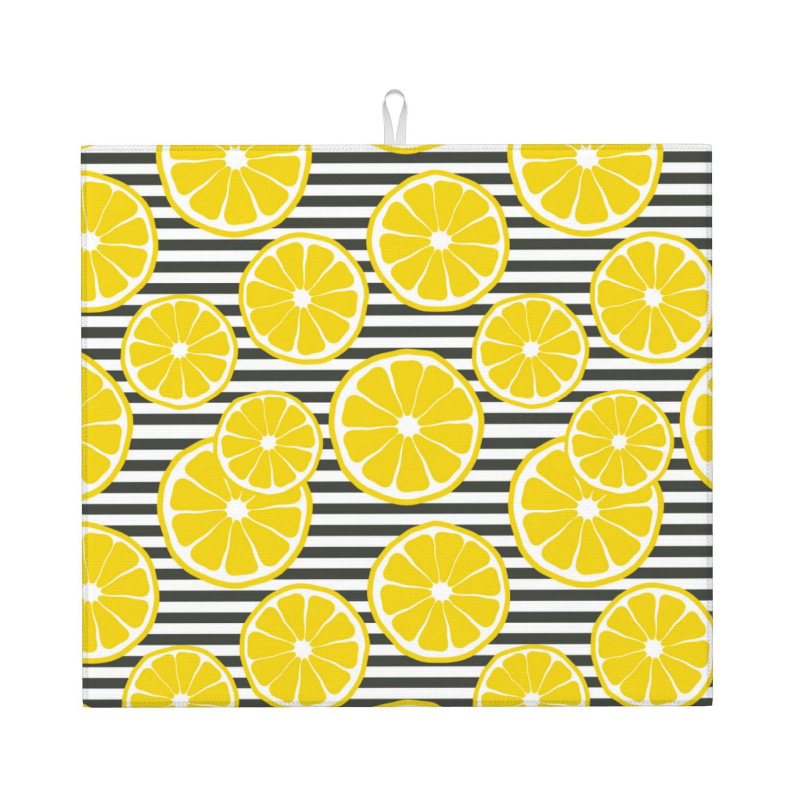 Dish Drying Mats for Kitchen Counter, yellow Lemon print 16x18in Dish ...