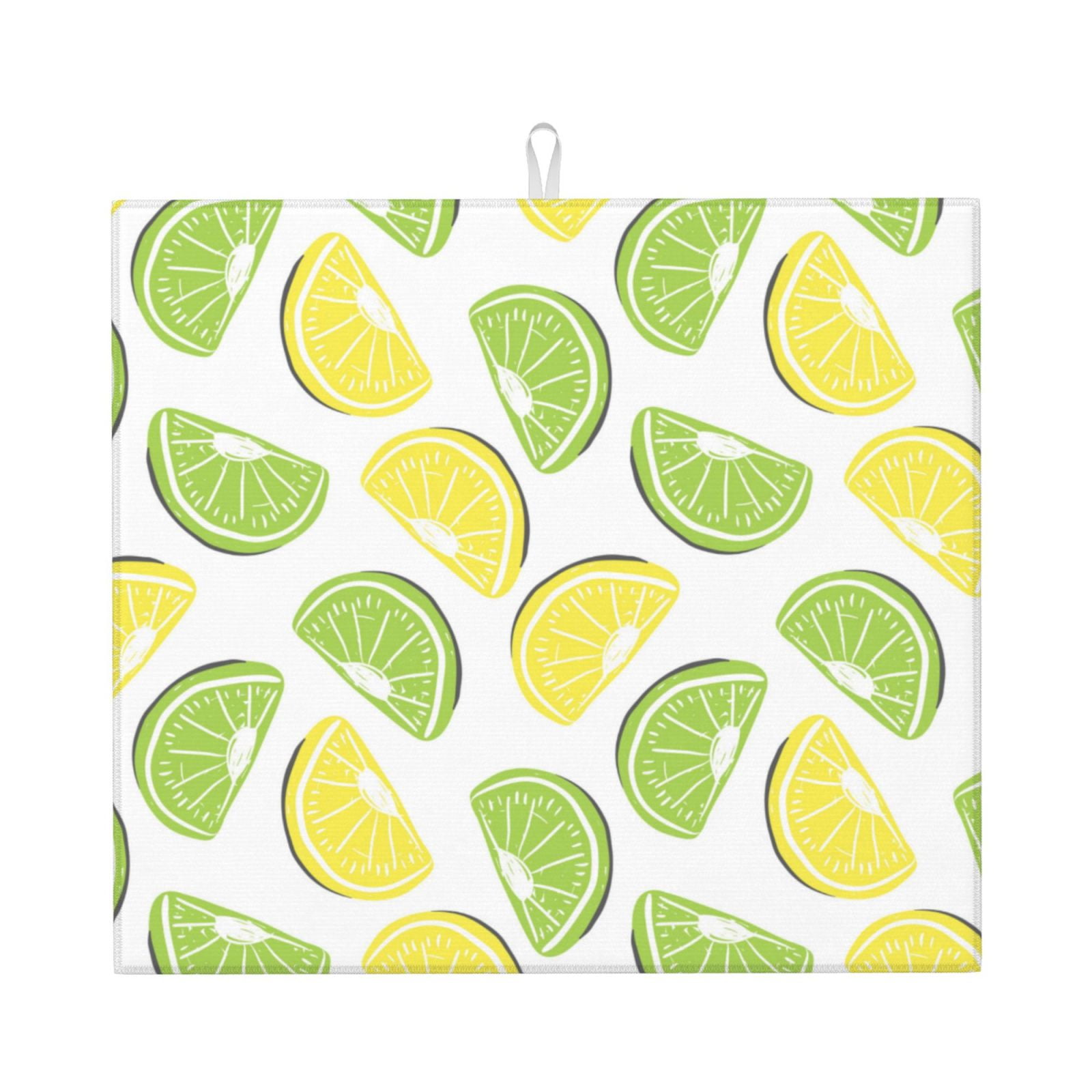 Dish Drying Mats for Kitchen Counter, yellow green Lemon print 16x18in ...