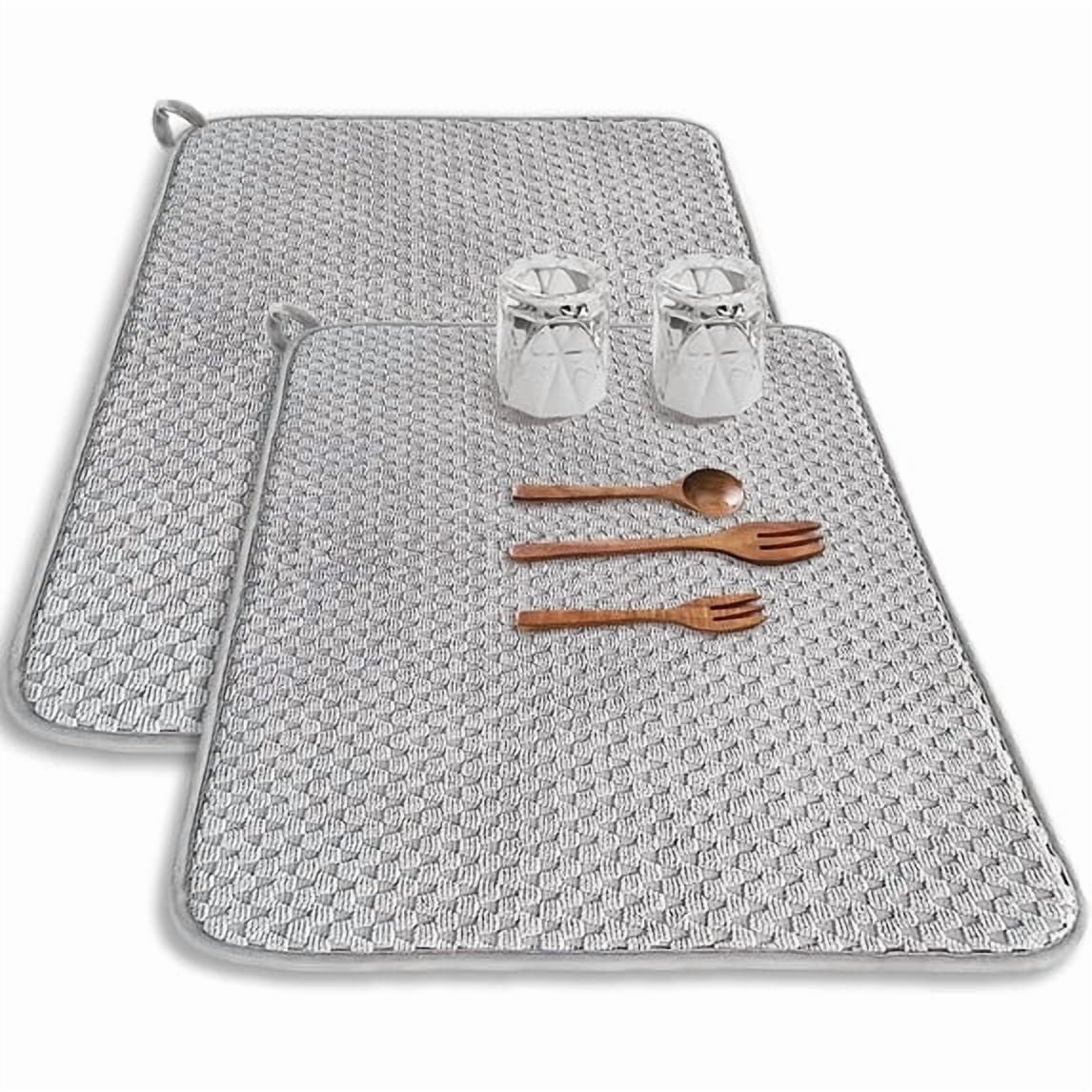 SAVALETOR 2pcs Dish Drying Mats,Absorbent Bar Mats for Countertop,15.7 ...