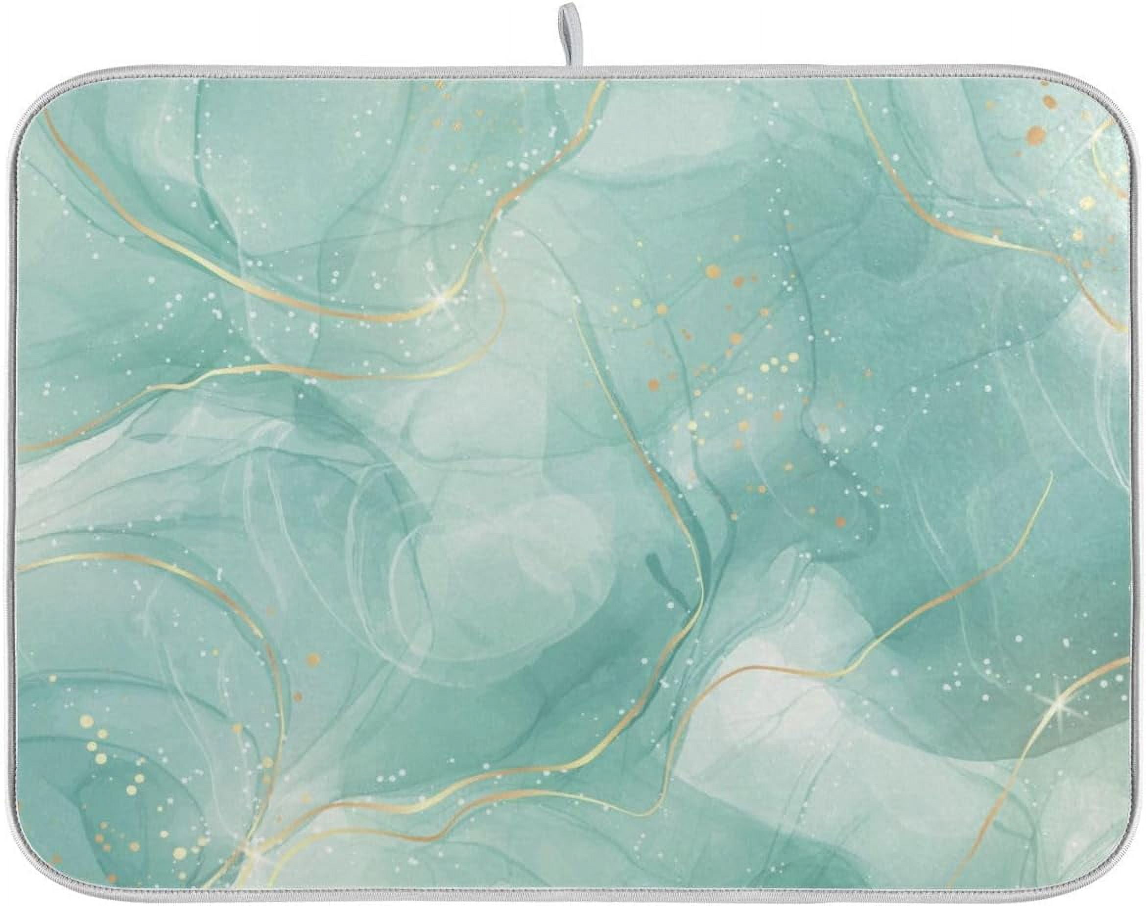 Dish Drying Mats for Kitchen Counter Green Turquoise Microfiber Drying ...