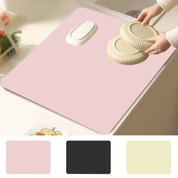 Dish Drying Pad, Absorbent Kitchen Mat, Diatomaceous Earth, Heat ...