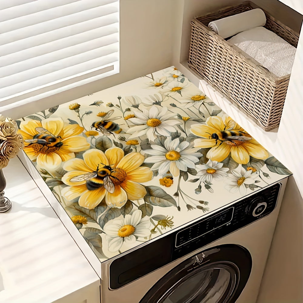 Dish Drying Pad, Floral Pattern Washing Machine Dust Cover Pad ...