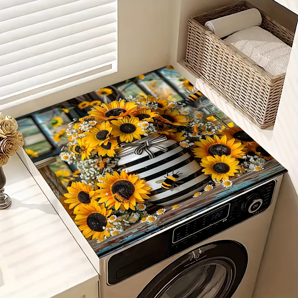 Dish Drying Pad, Sunflowers Pattern Washing Machine Dust Cover Pad ...