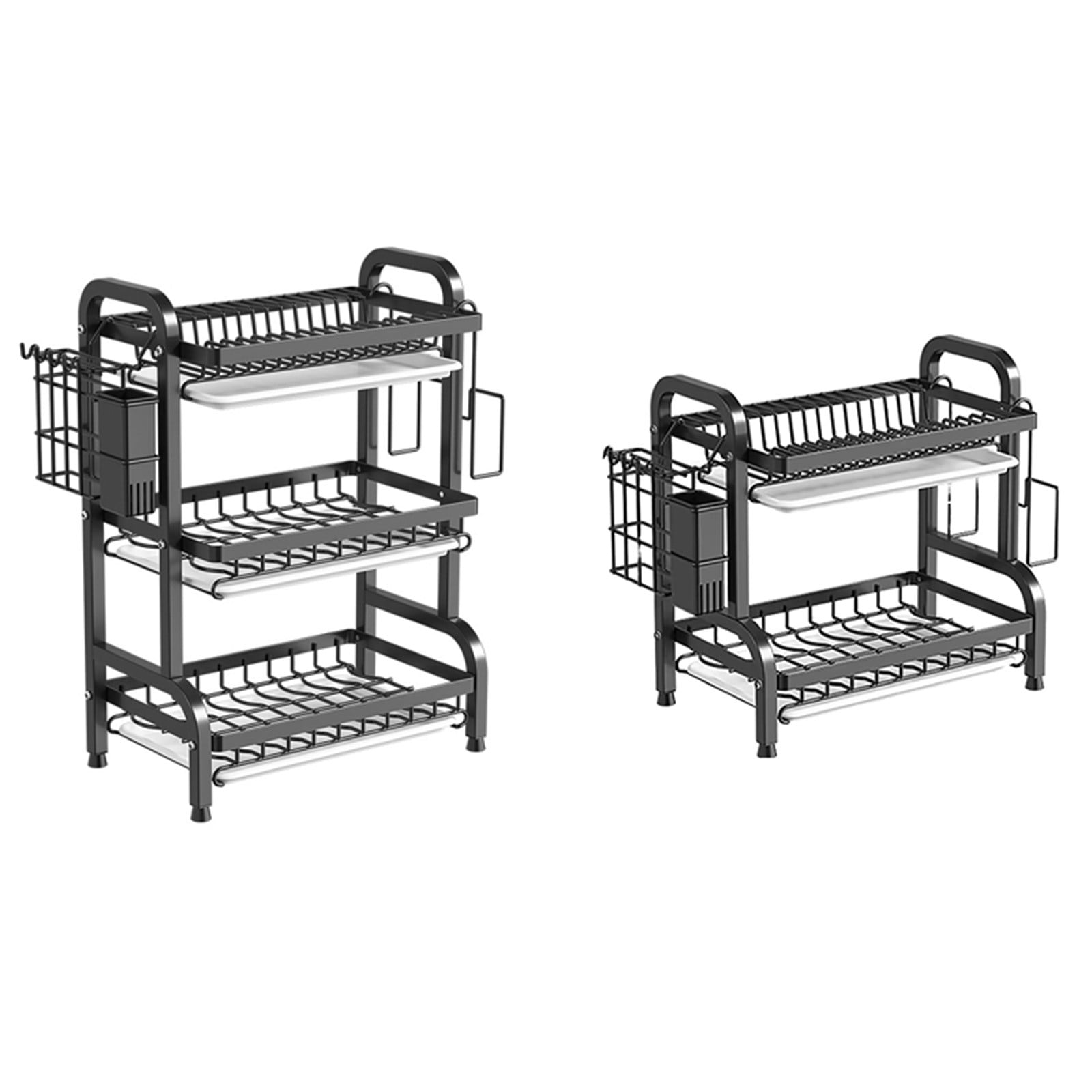 Dish Drying Rack 2-Tier Compact Kitchen Dish Rack Drainboard Set Large ...