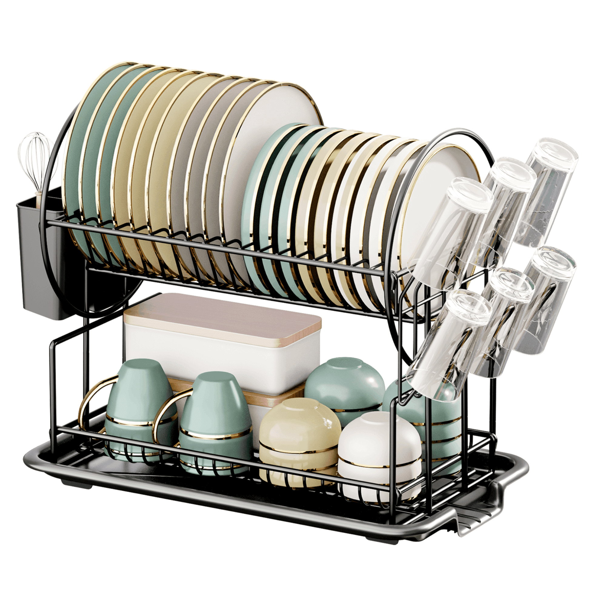 Dish Drying Rack, Elemore Home 2-Tier Dish Racks for Kitchen Counter ...