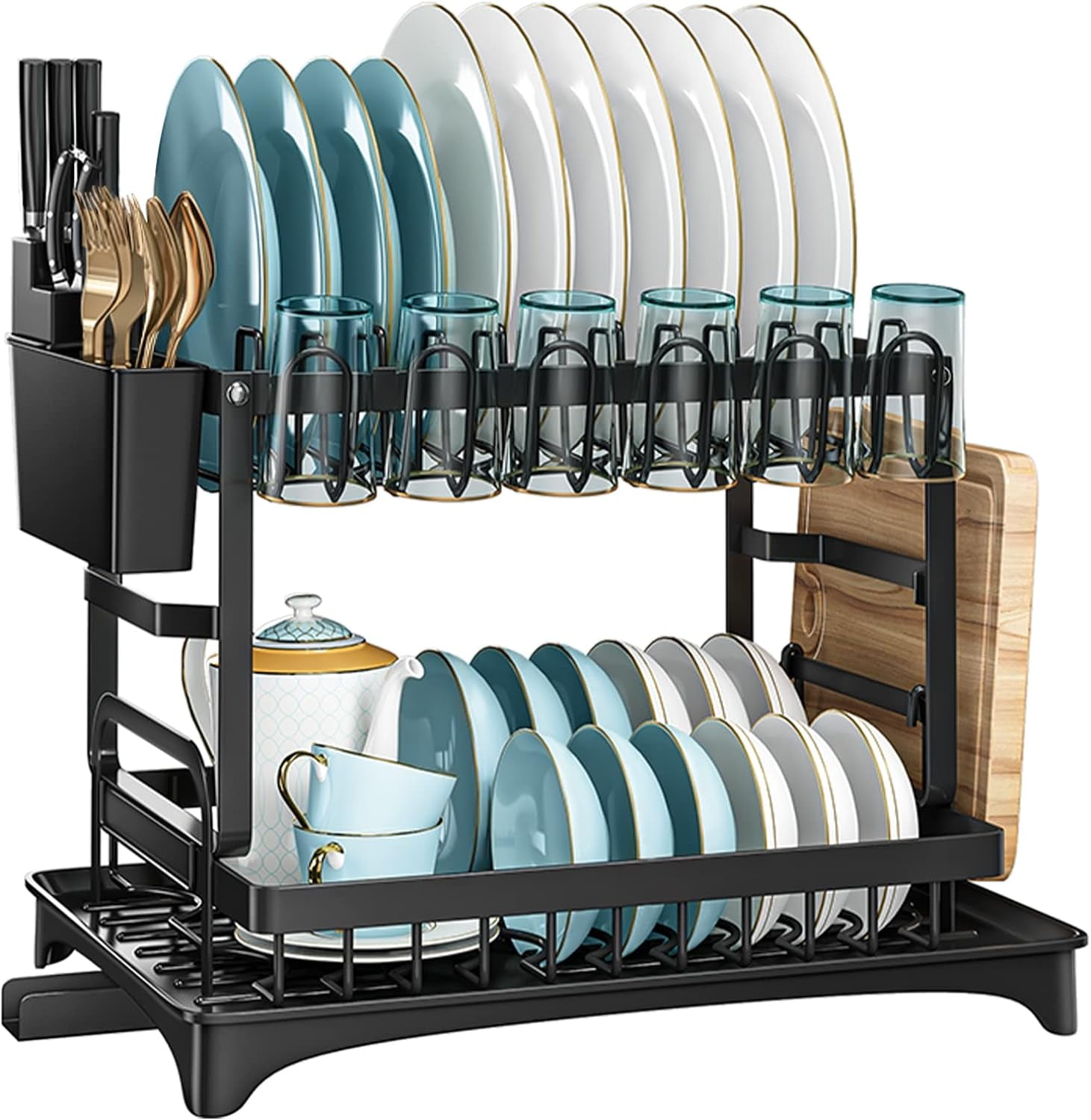 Dish Drying Rack - 2 Tier Dish Rack and Dish Drainer for Kitchen ...