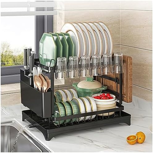 Dish Drying Rack, 2-Tier Space Saver Large Capacity Dish Racks for ...