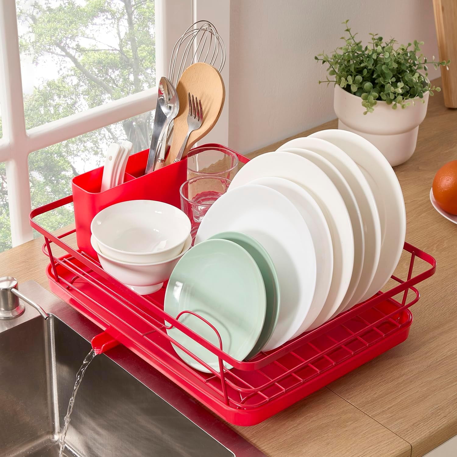 Dish Drying Rack 3 Piece Dish Drainer with Drainboard Set for Kitchen ...