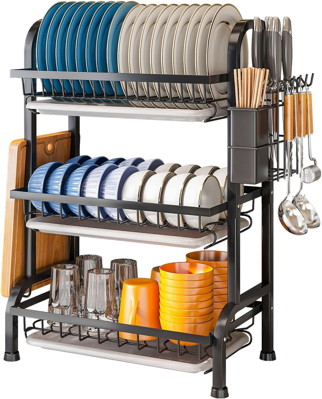 Dish Drying Rack 3 Tier Large Capacity Kitchen Dish Draining Rack ...