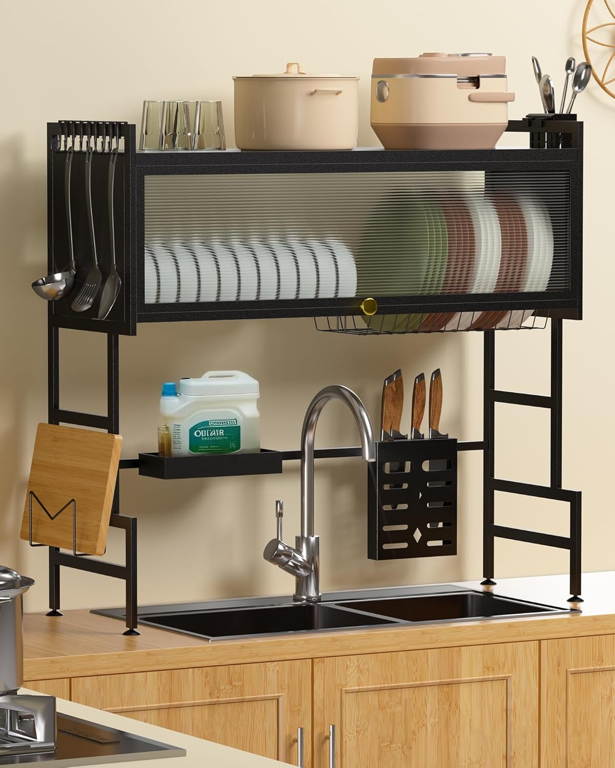 Dish Drying Rack, 3-Tier Over The Sink Dish Drainer Drying Rack, 33.5 ...